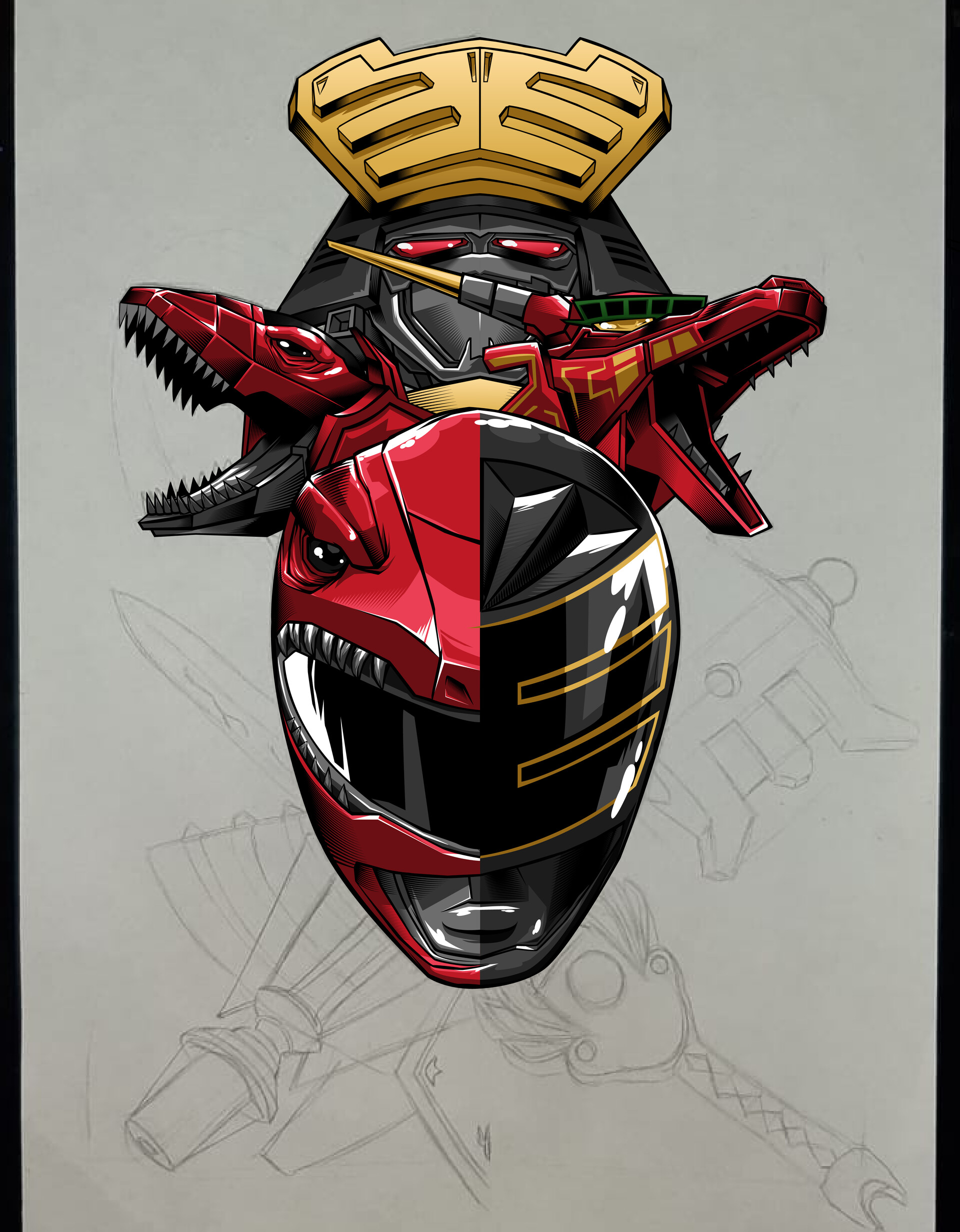 how to draw the gold ranger