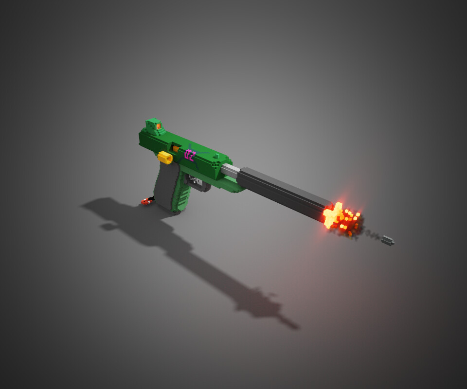 ArtStation - Magicavoxel work 5. Just a pistol