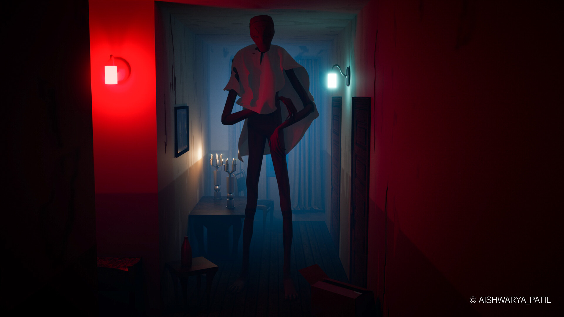 ArtStation - Horror Night Scene - Lights out!