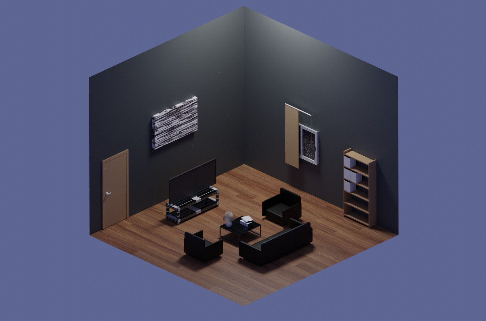 ArtStation - 3D simple low-poly living room design