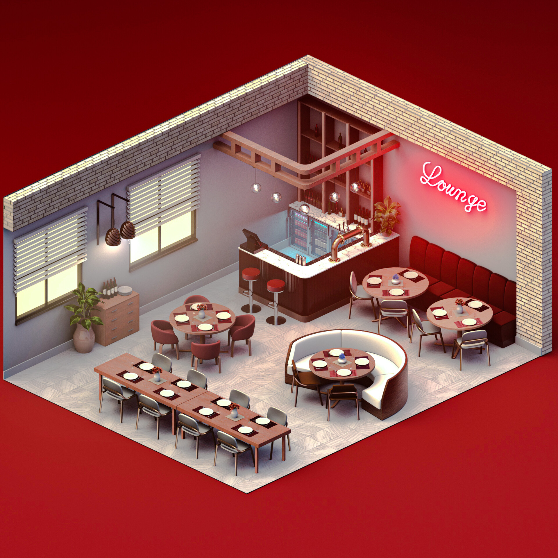 ArtStation - Isometric Lounge room