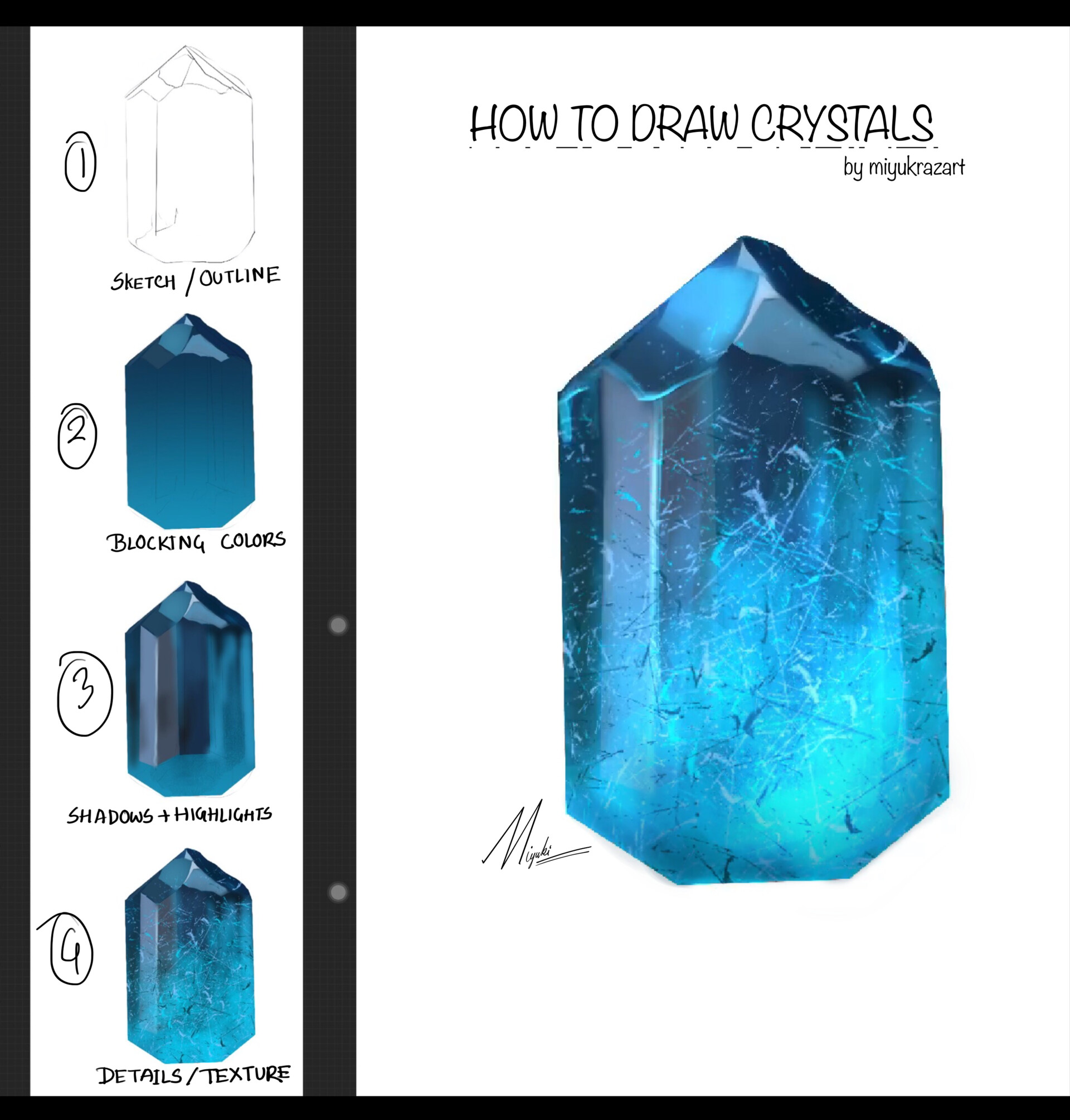 how to draw a crystals