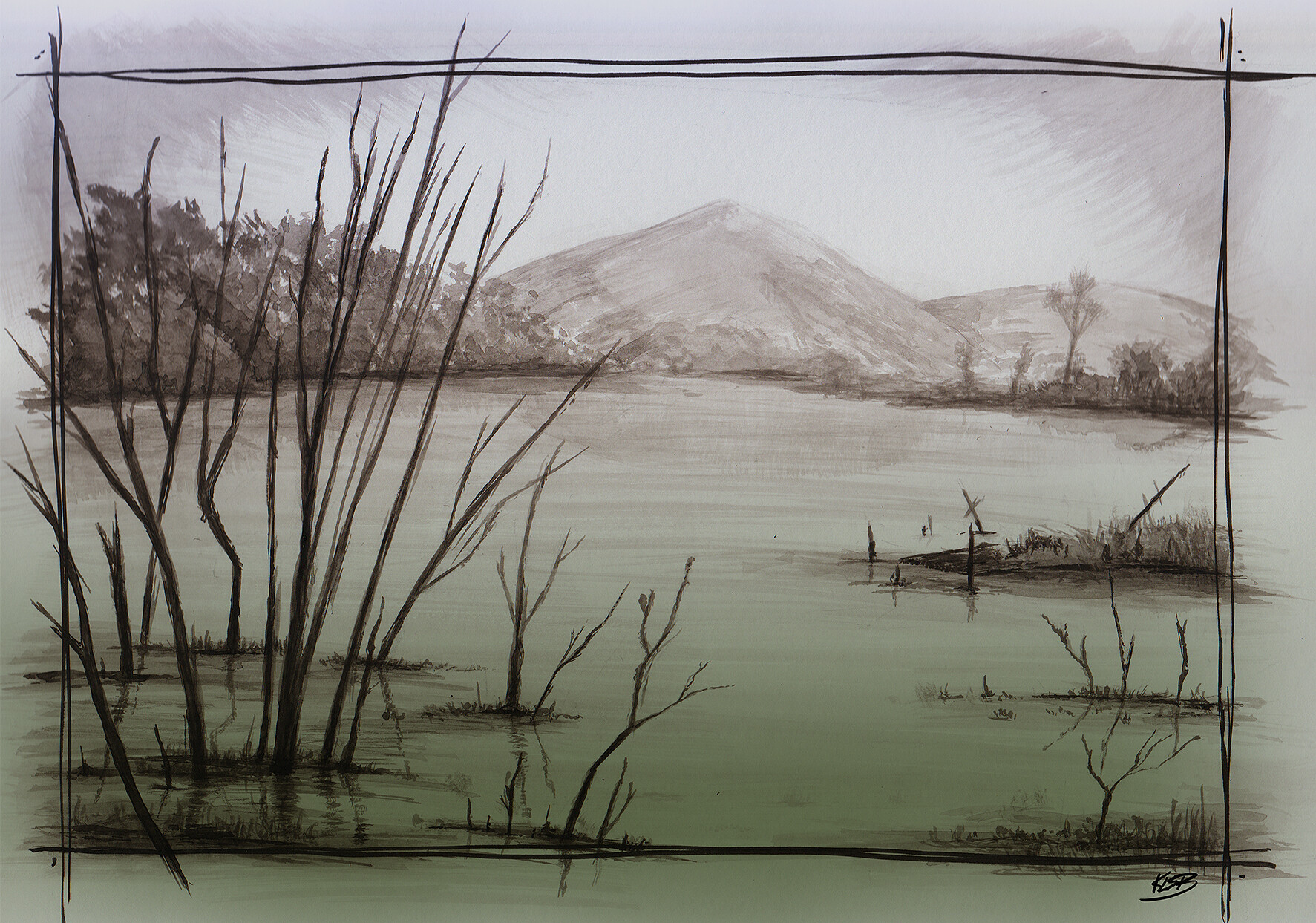 ArtStation - Swamp (Ink Illustration) - Sept 2020