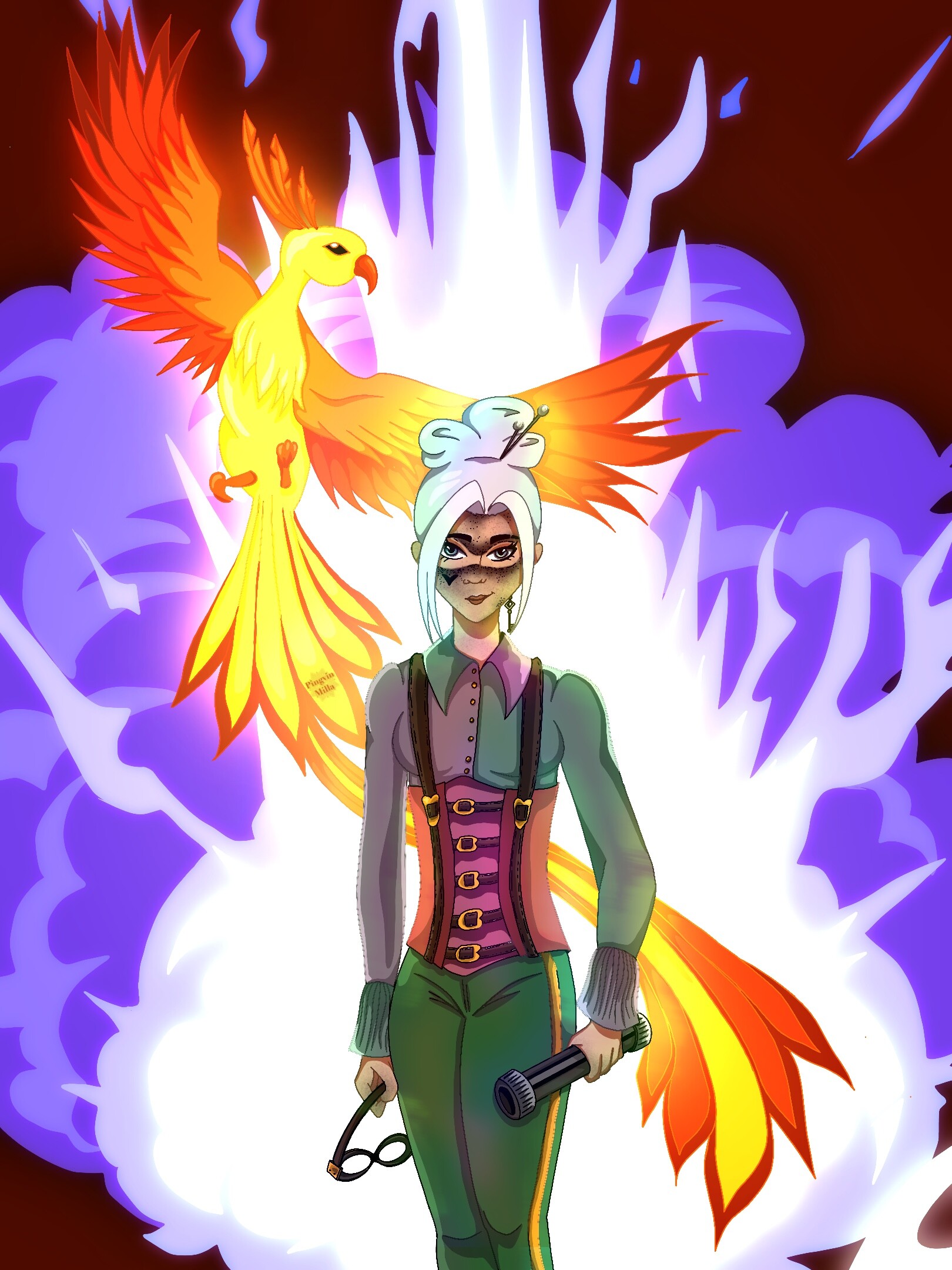 ArtStation - Steampunk girl and Phoenix