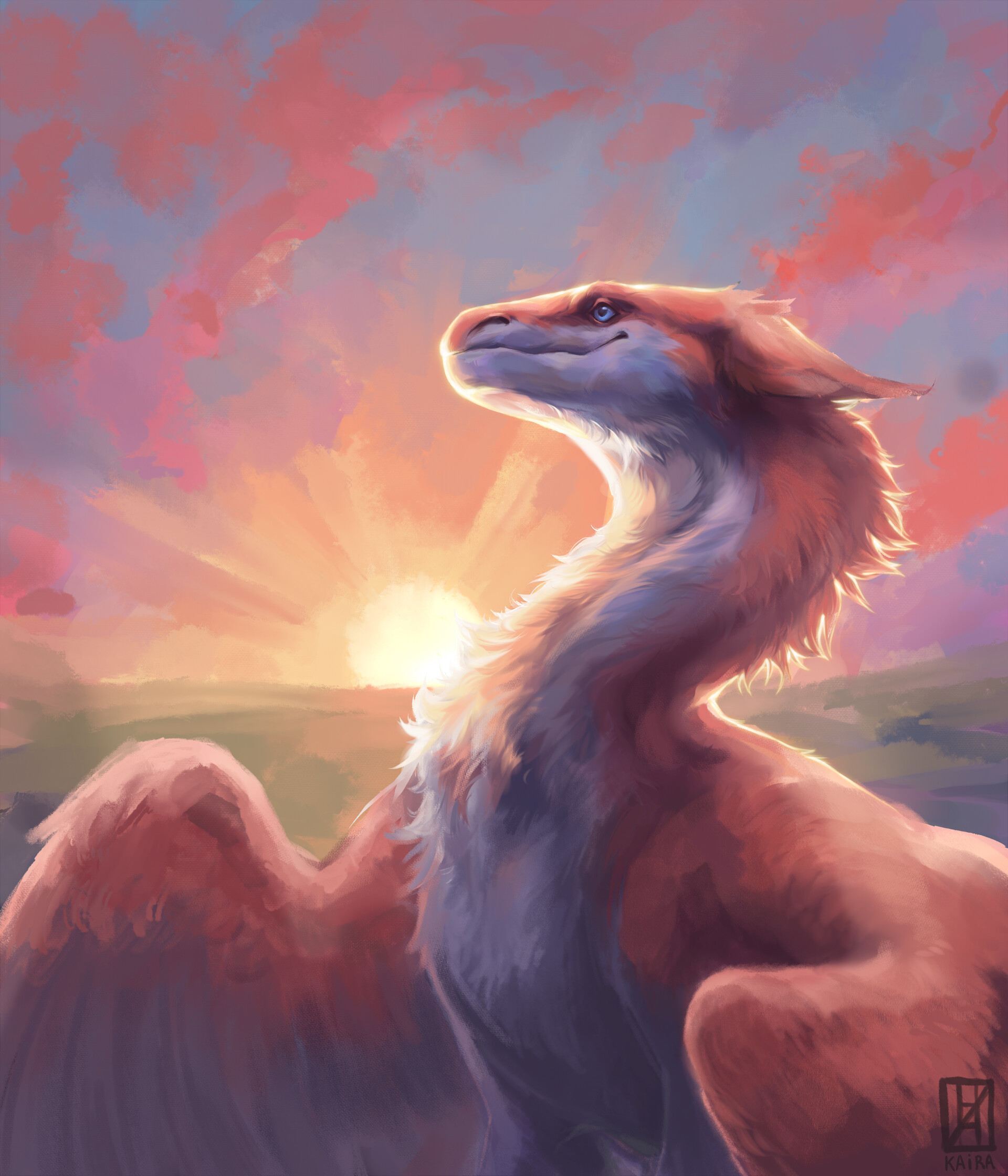 ArtStation - Dragon at Sunset