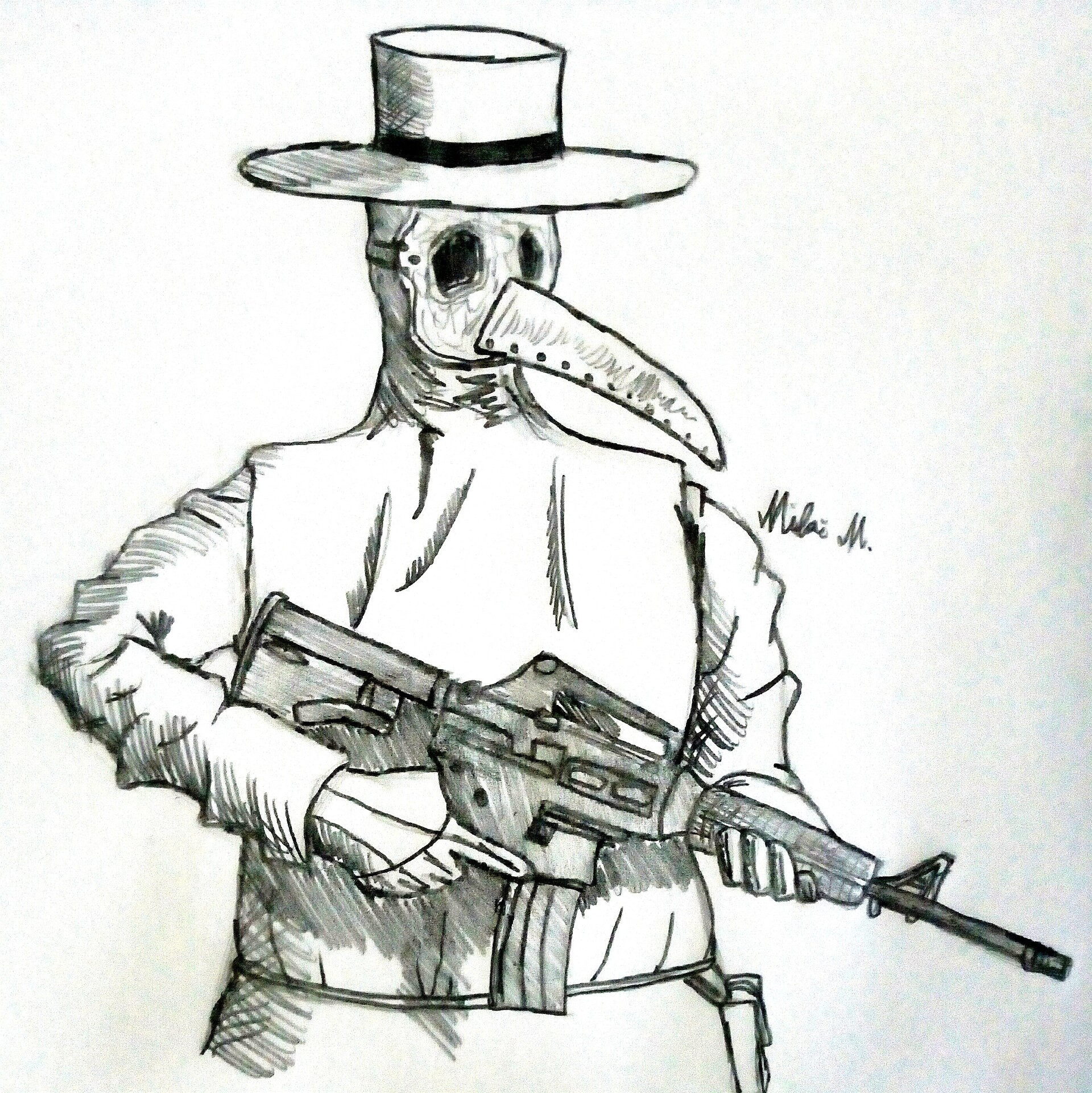 ArtStation - Plague doctor holding a gun