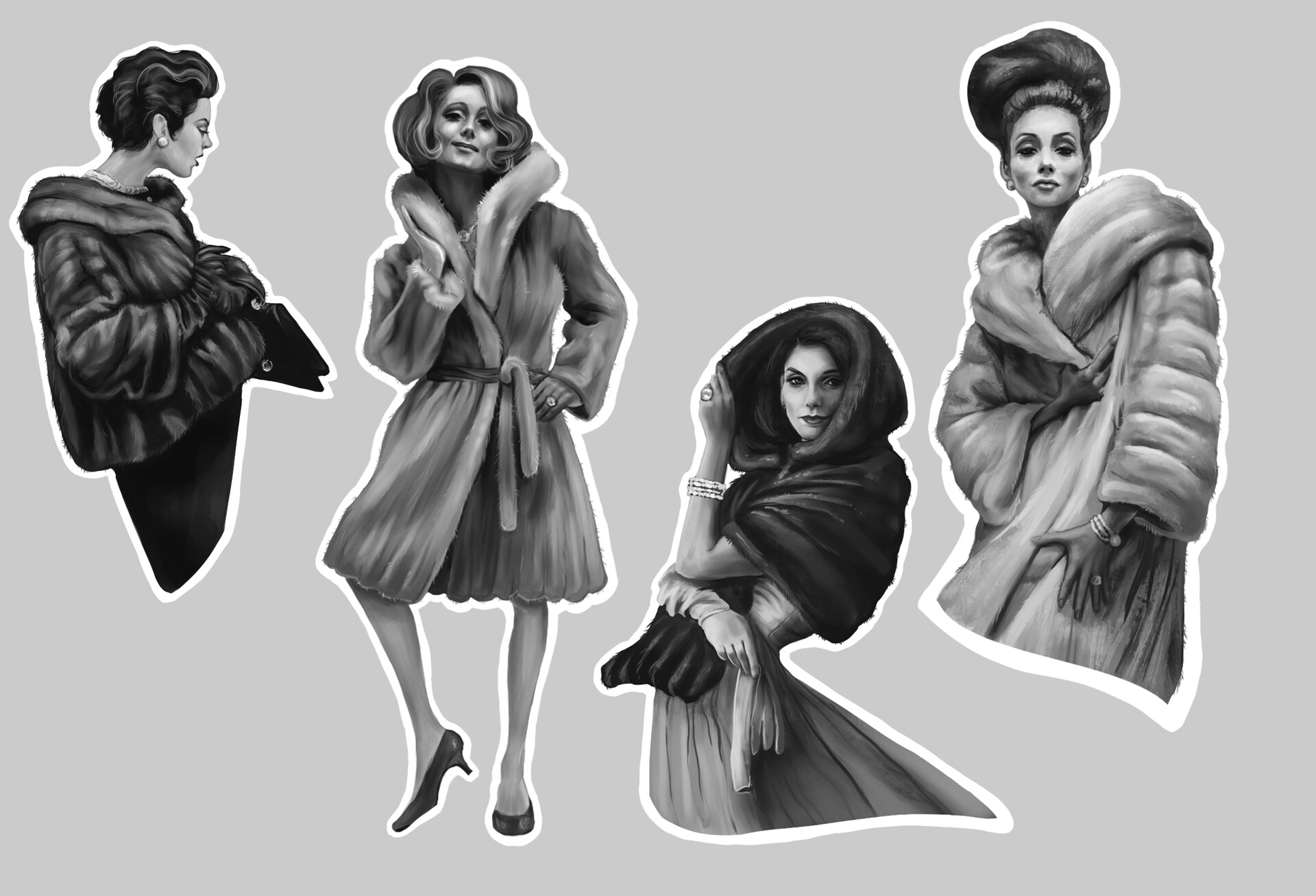 ArtStation - vintage models in fur coats
