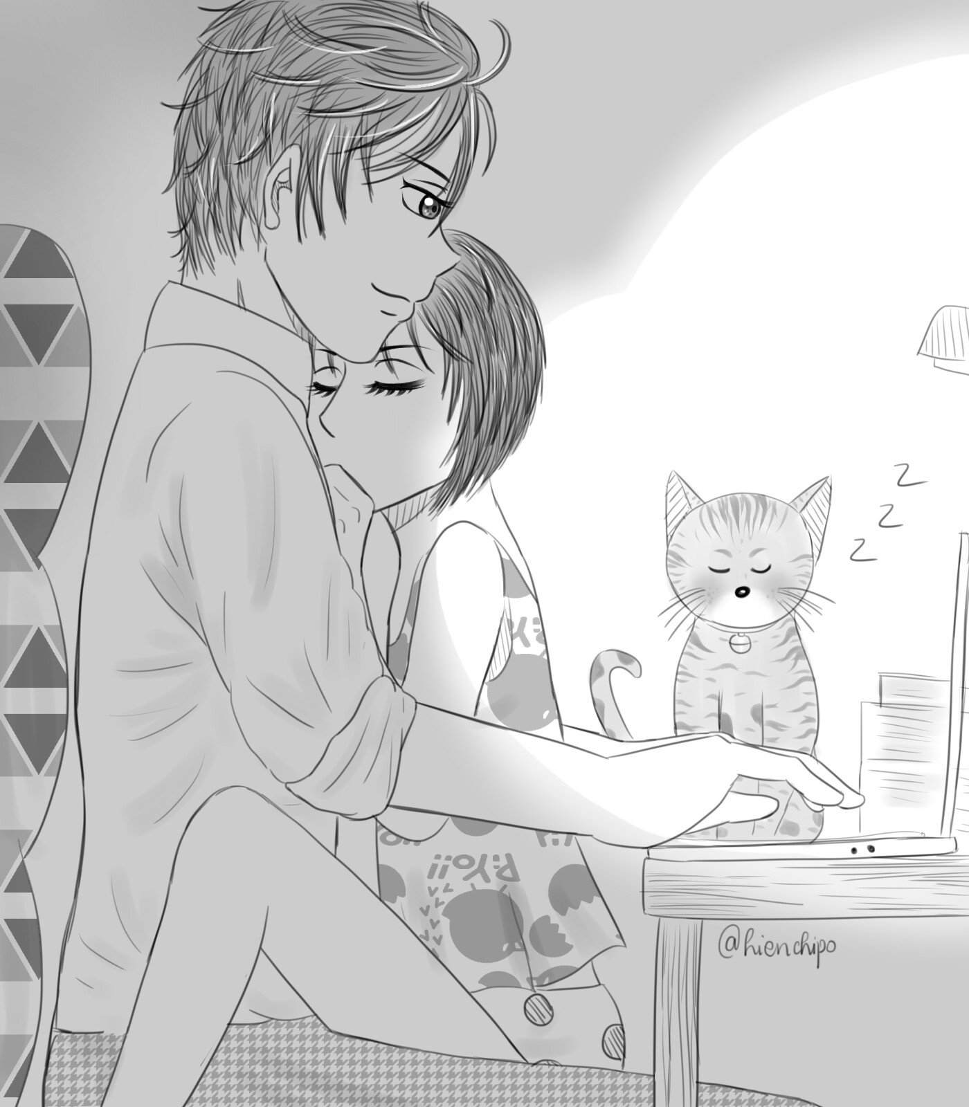 Cute Couple Doodle Wallpaper