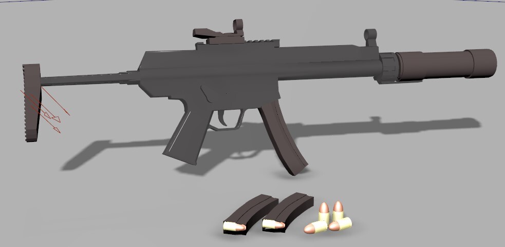 ArtStation - Modelling project - Submachine gun