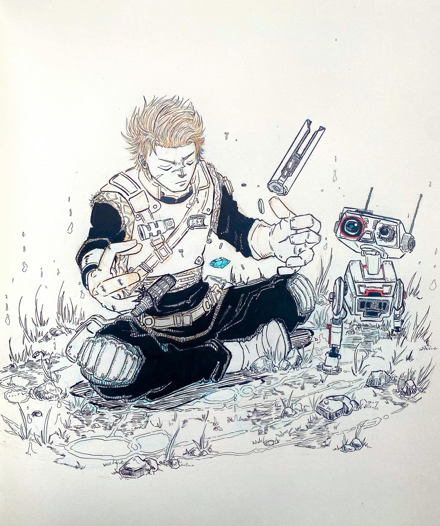 ArtStation - Star Wars - Cal Kestis and BD1 Inking