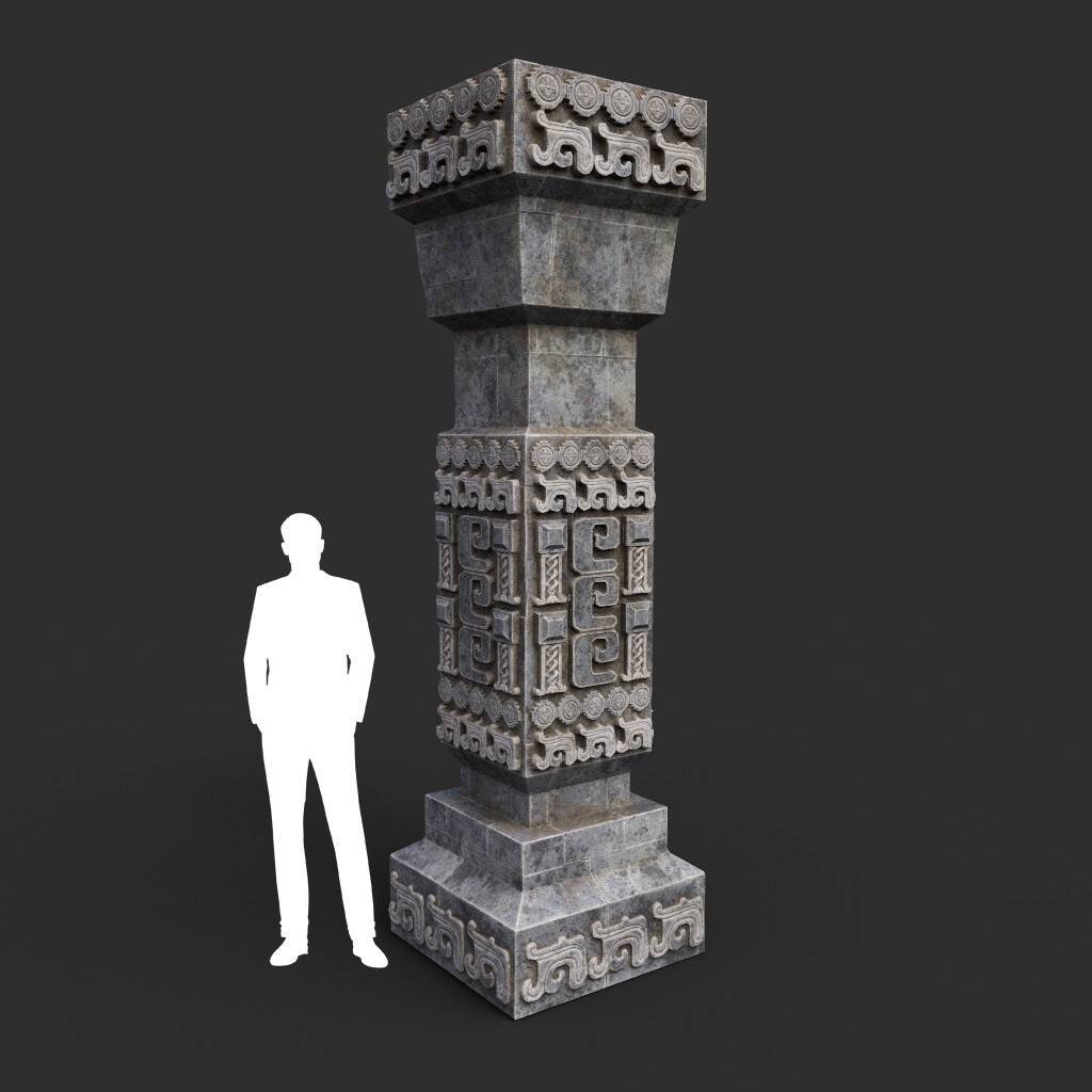 3D Models by 3D Landscape - Low poly Mayan Inca Aztec Column Modular ...