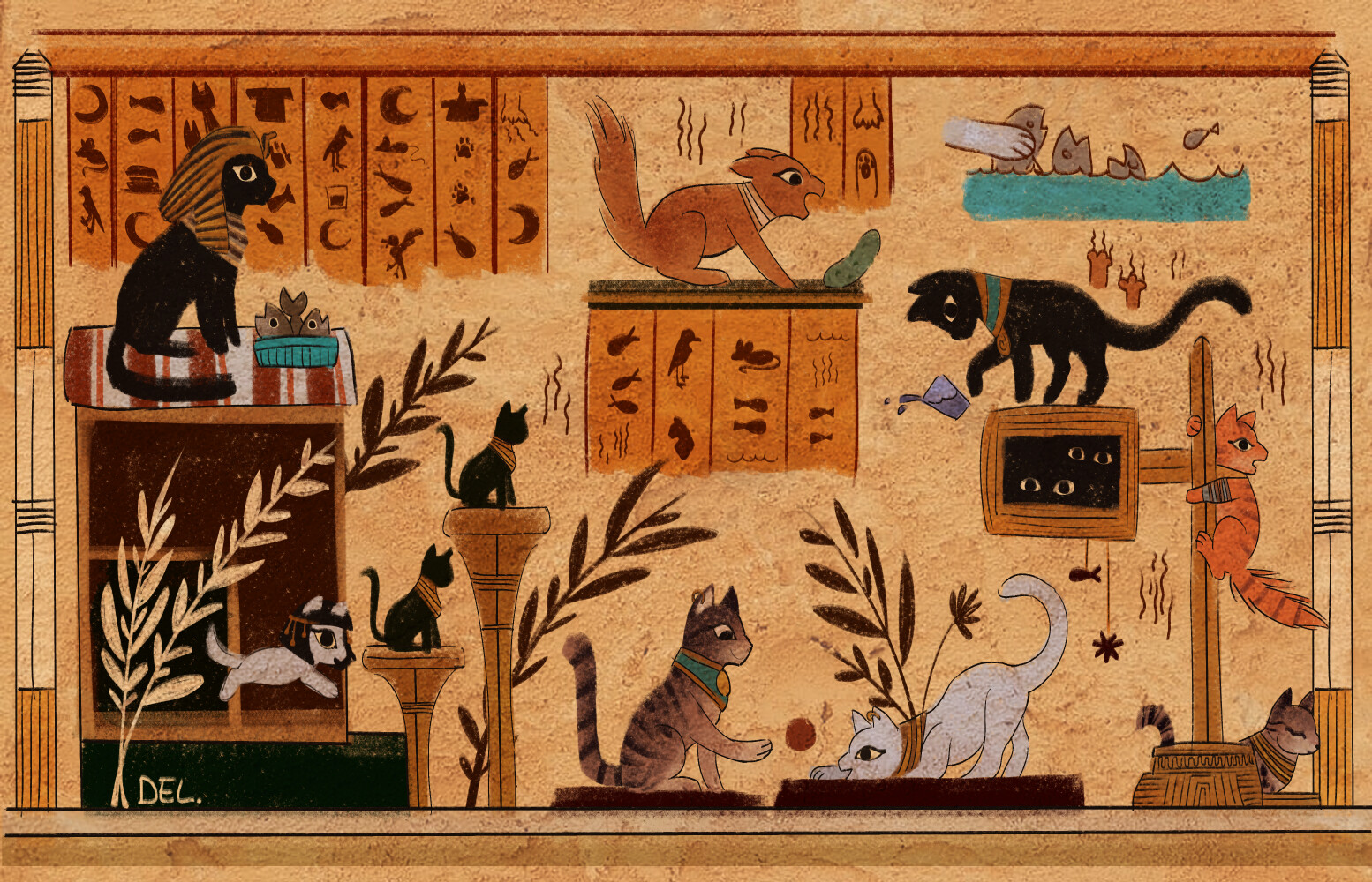 Ancient Egyptian Cat Painting