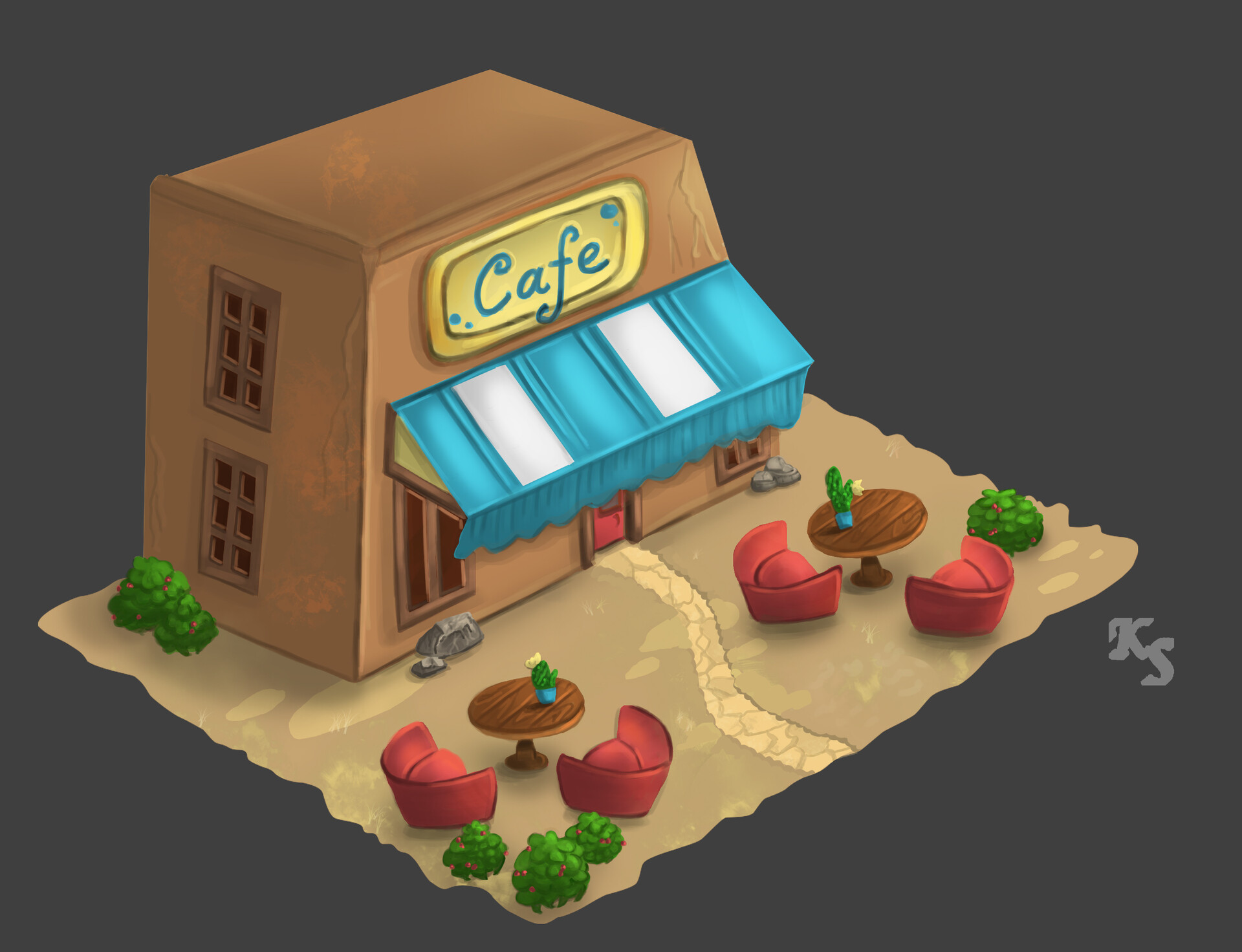 ArtStation - Cafe. 2D art.