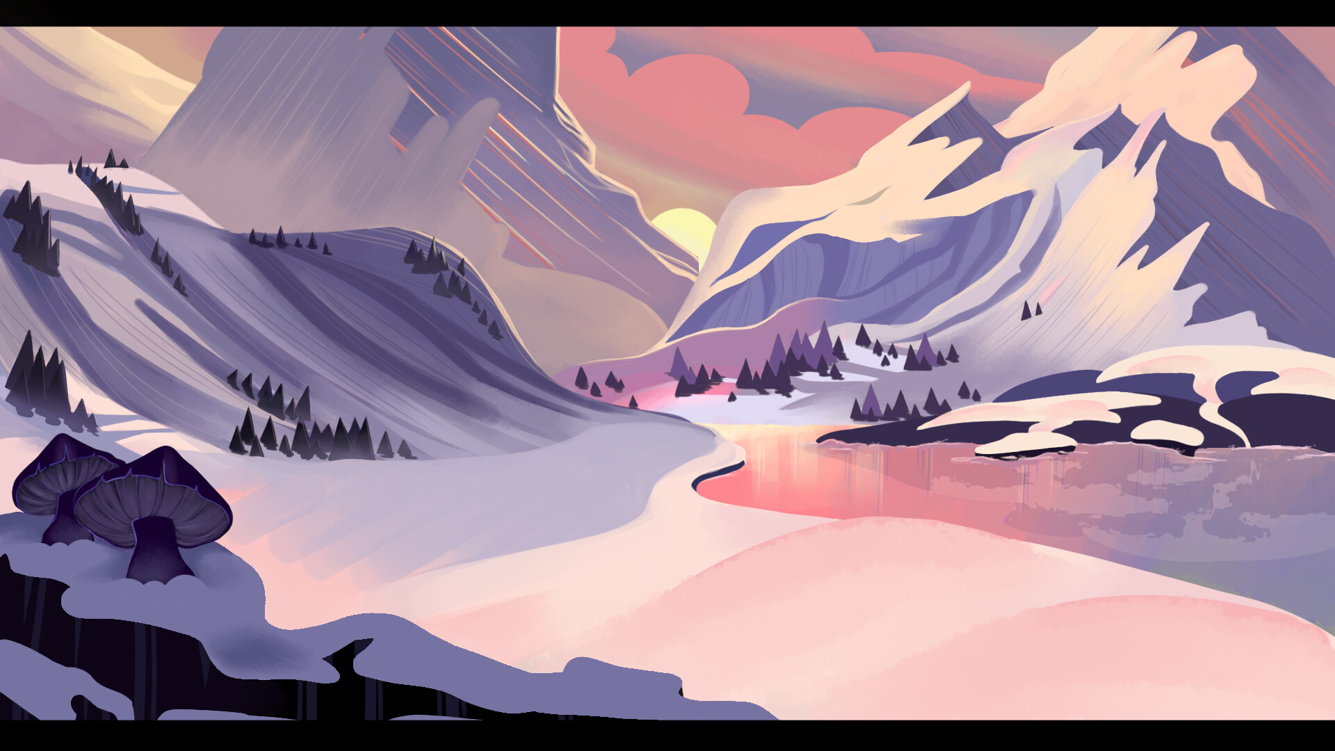 ArtStation - Sunrise Mountains-Animation Background