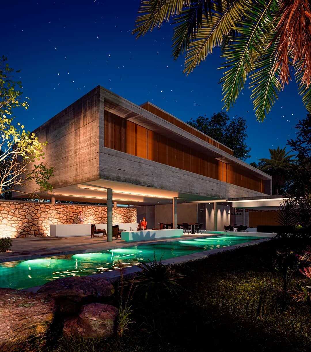 ArtStation - Render Externo - Casa 6, Márcio kogan - Noturno/ Diunot