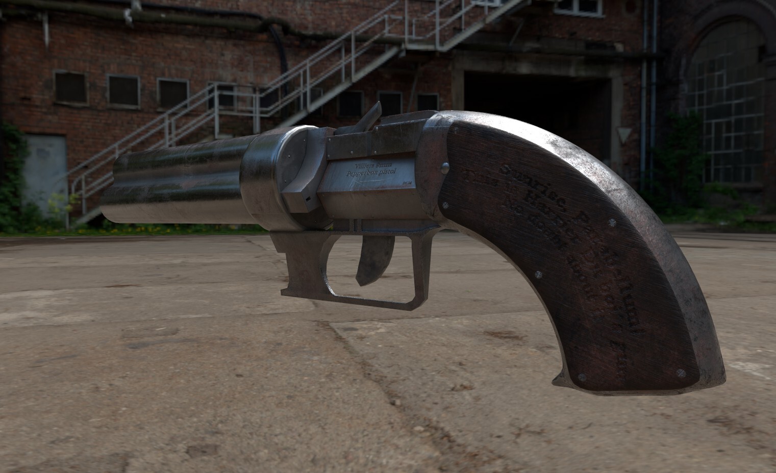 Nicolas Brix nielsen - (Disco elysium fanart) Villiers 9mm pepperbox gun