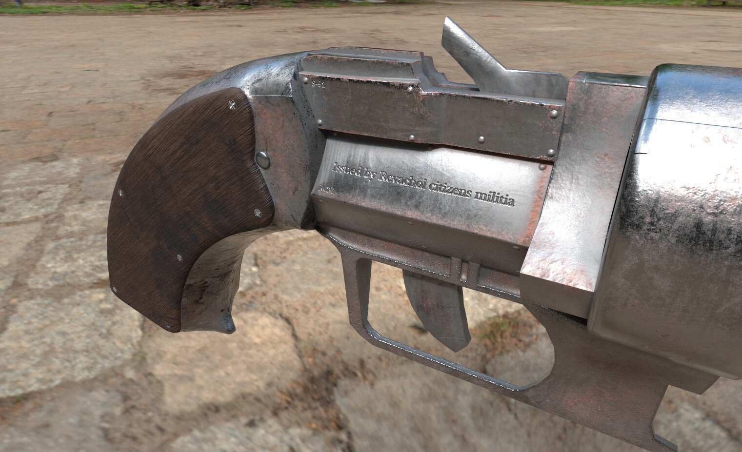 Nicolas Brix nielsen - (Disco elysium fanart) Villiers 9mm pepperbox gun