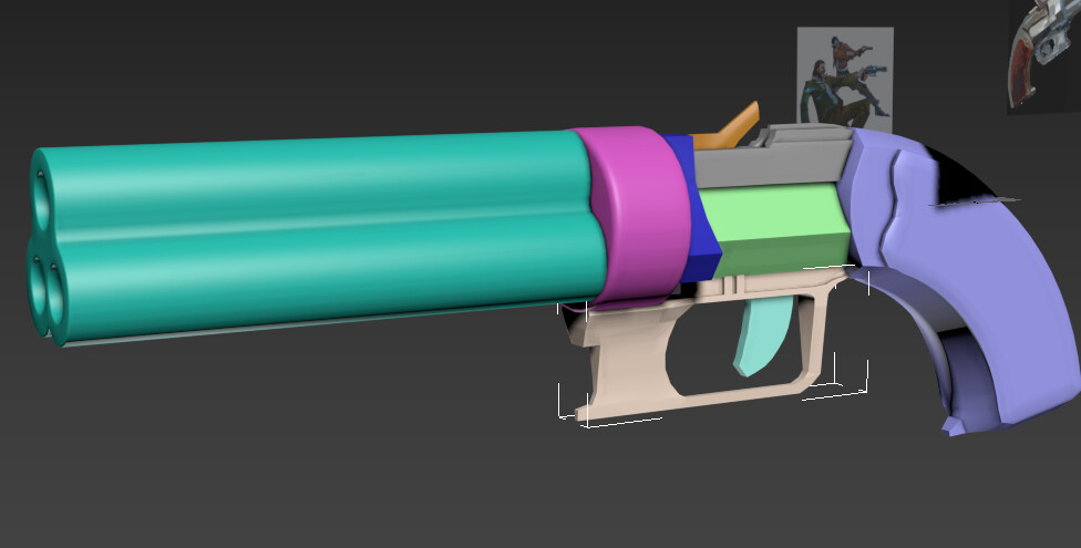 Nicolas Brix nielsen - (Disco elysium fanart) Villiers 9mm pepperbox gun