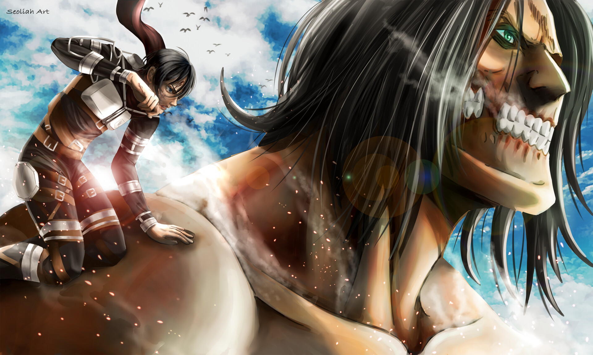 ArtStation - Mikasa & Eren's Titan