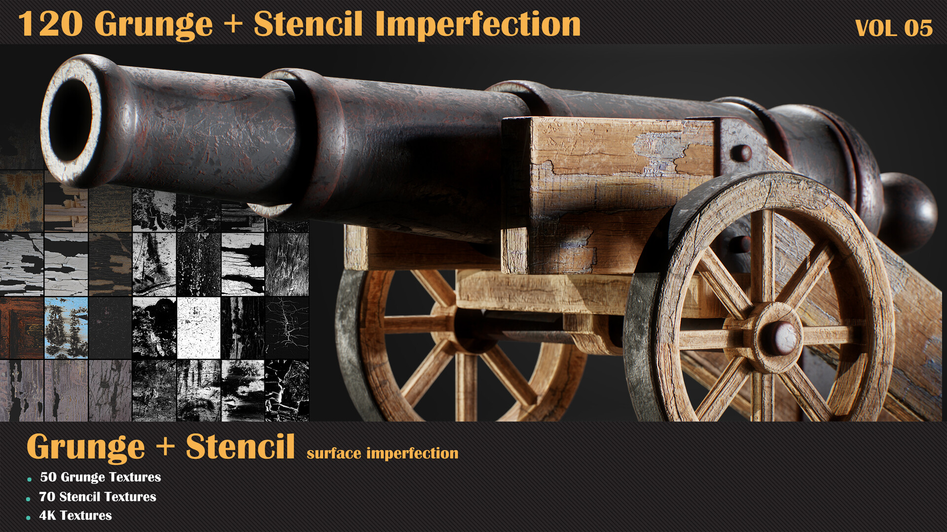 ArtStation - 120 Grunge + Stencil Imperfection-VOL 05