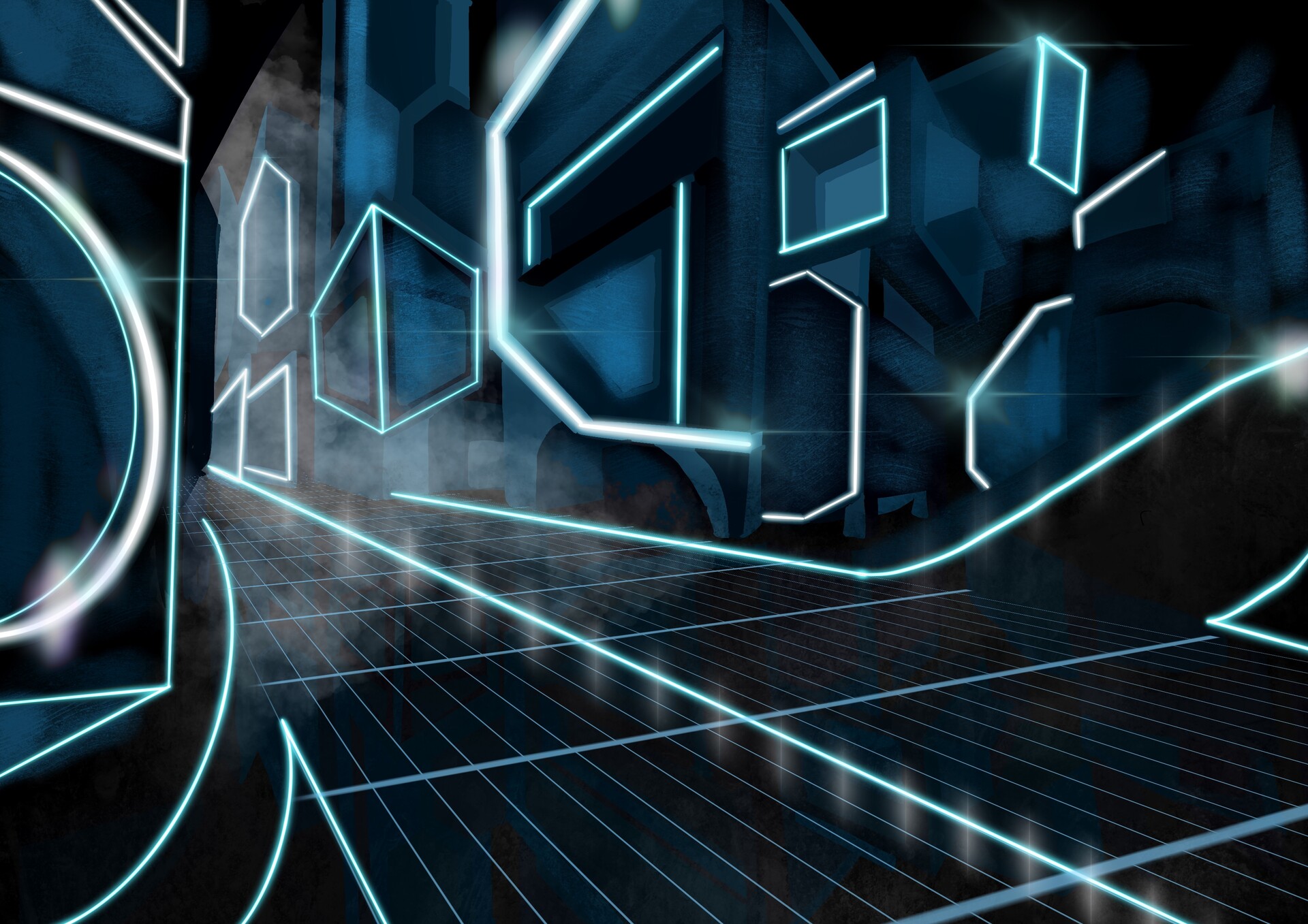 ArtStation - concept art of a high-tech city inspired by TRON
