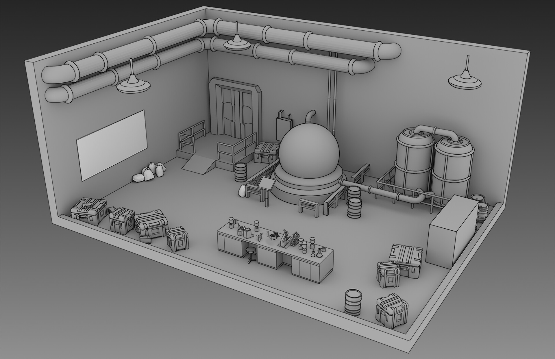 ArtStation - 3D base model for Science lab + early sketches/iterations