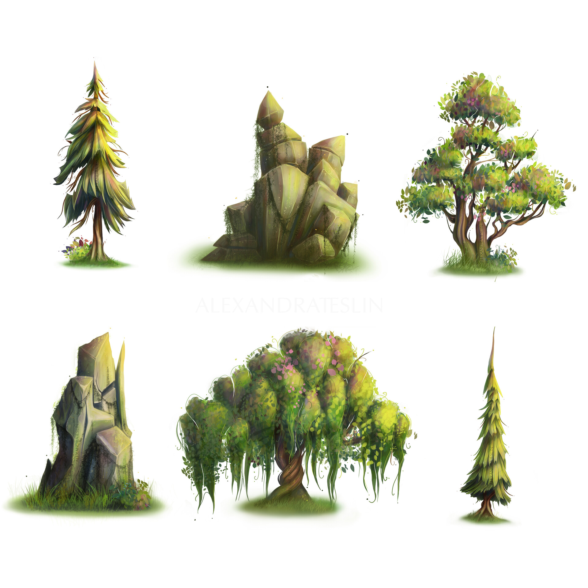 ArtStation - Trees and Rocks Concept Arts