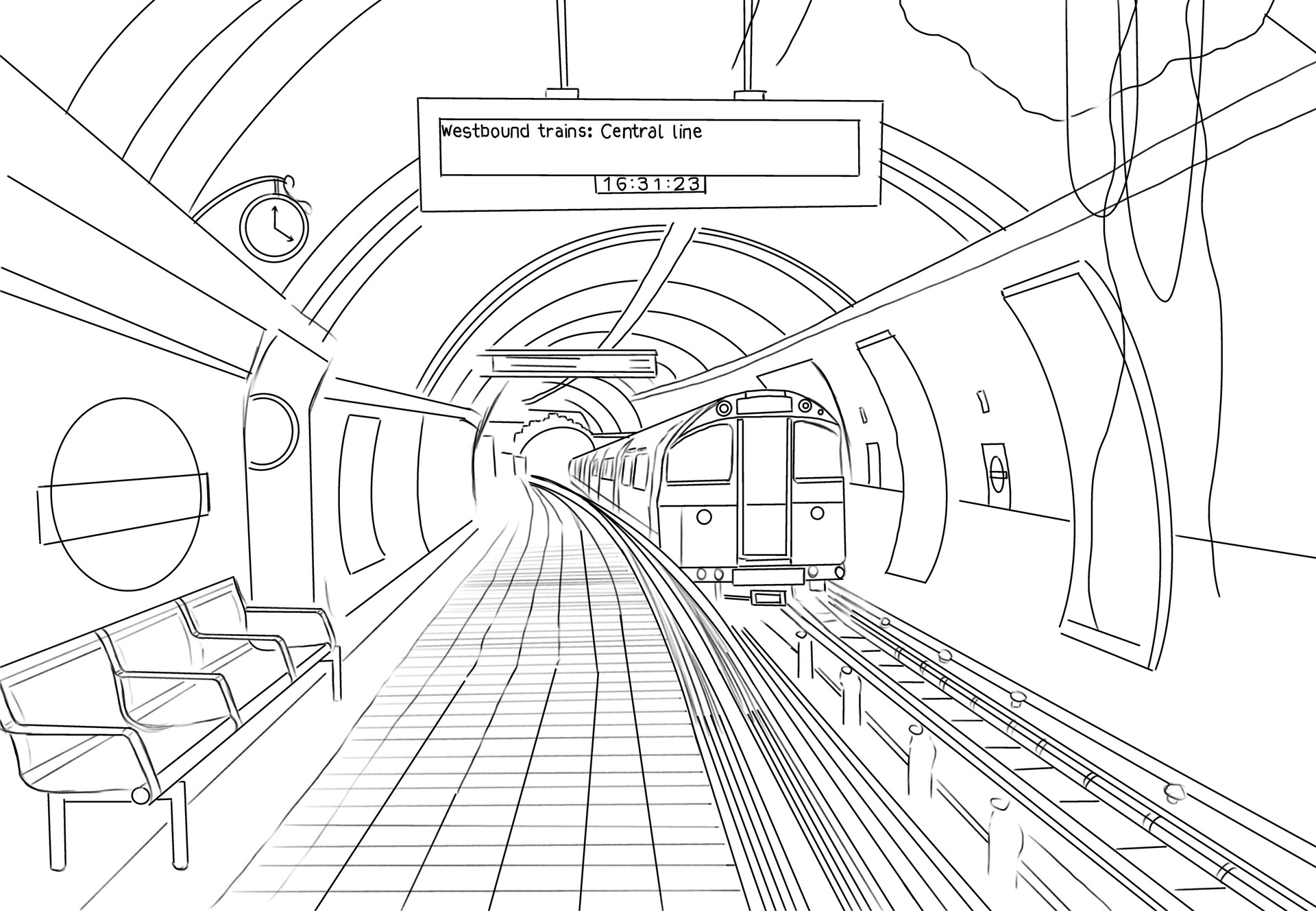 underground train colouring picture