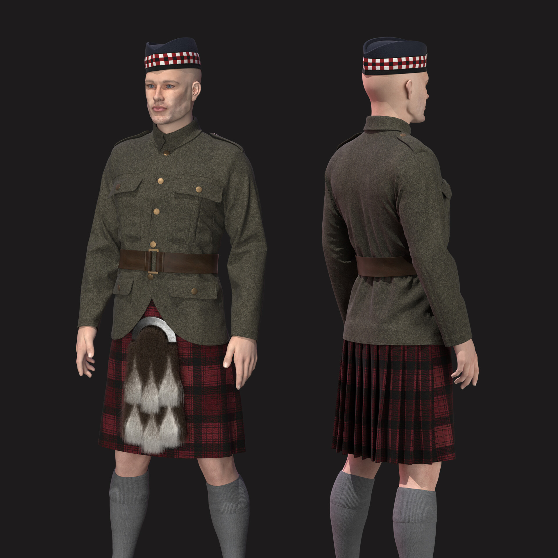ArtStation - WWII SCOTTISH OFFICER'S UNIFORM / Marvelous Designer