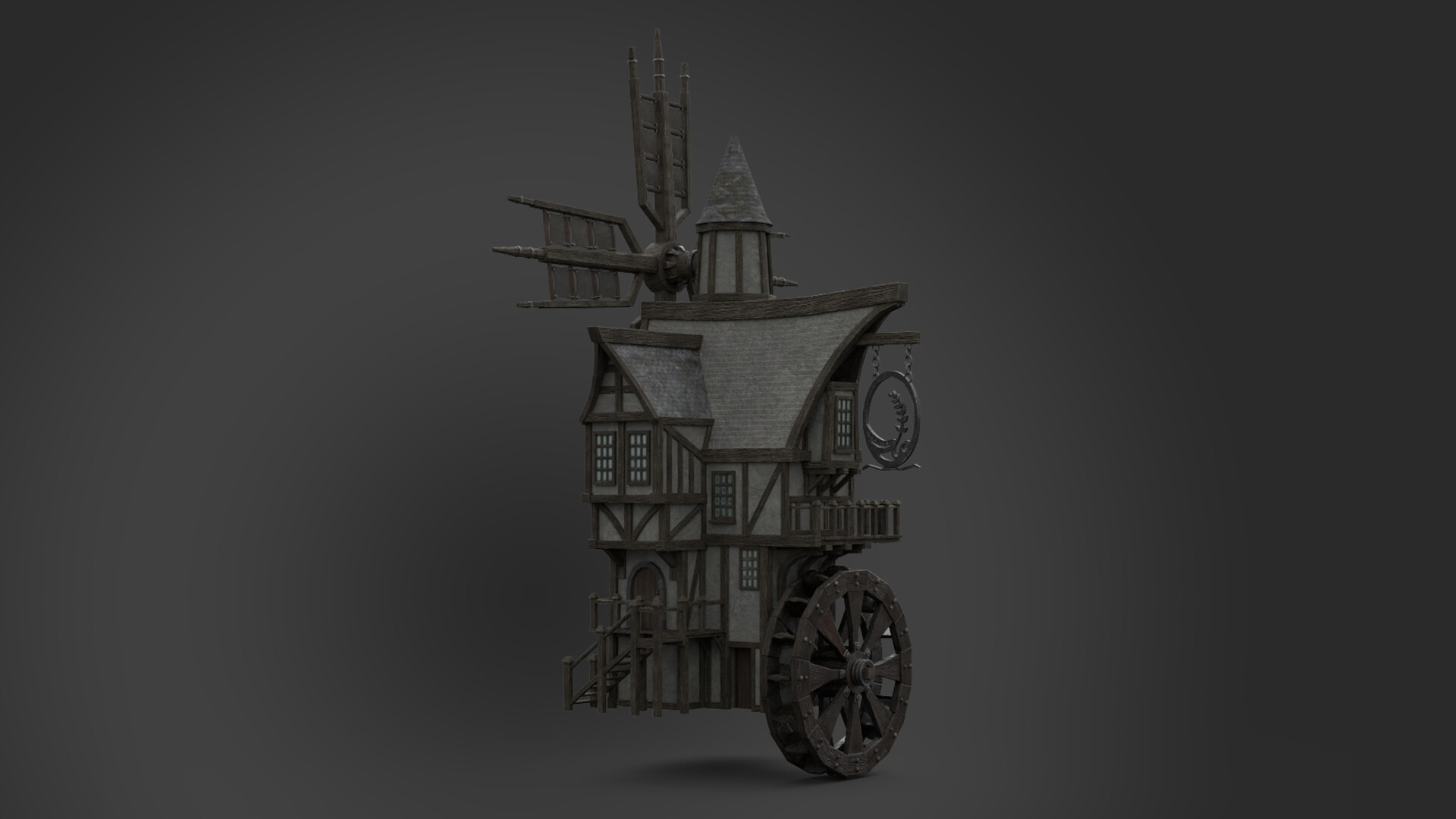 3D Tudor - Medieval Windmill & Water Wheel Unreal Engine 5