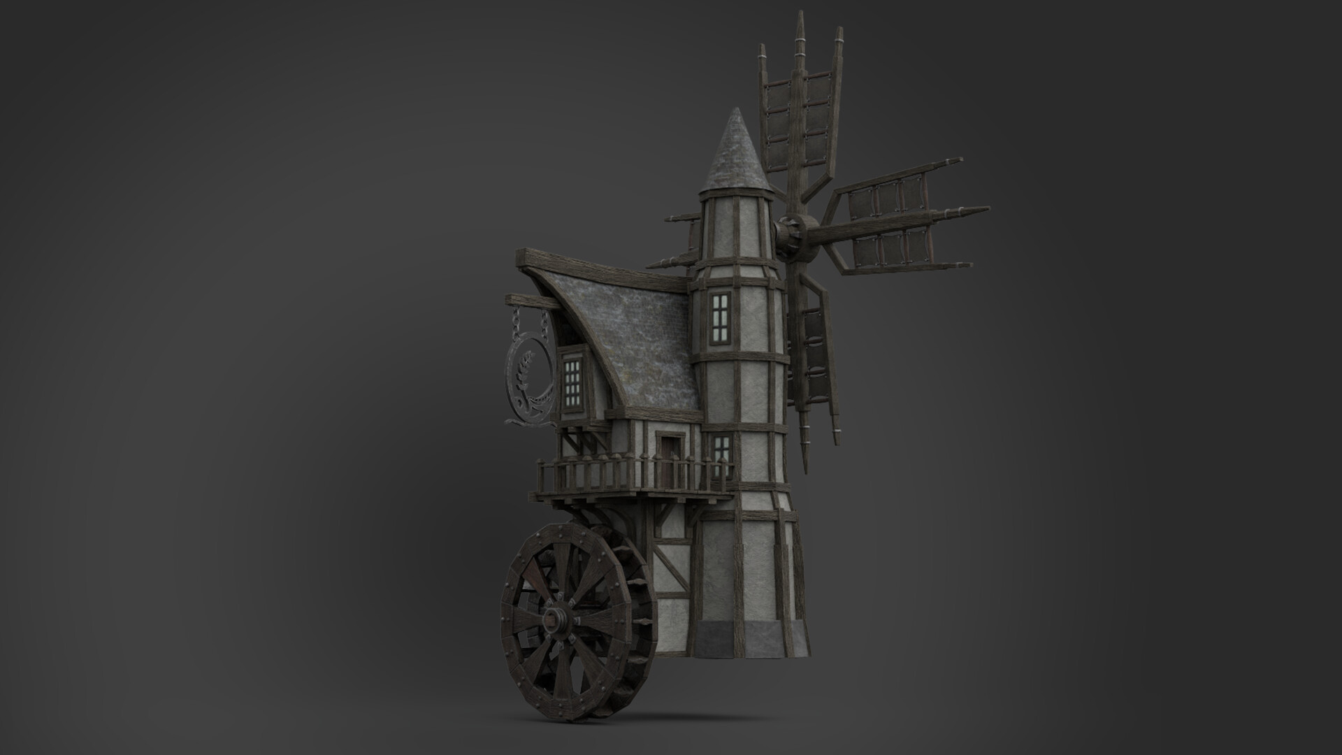 3D Tudor - Medieval Windmill & Water Wheel Unreal Engine 5