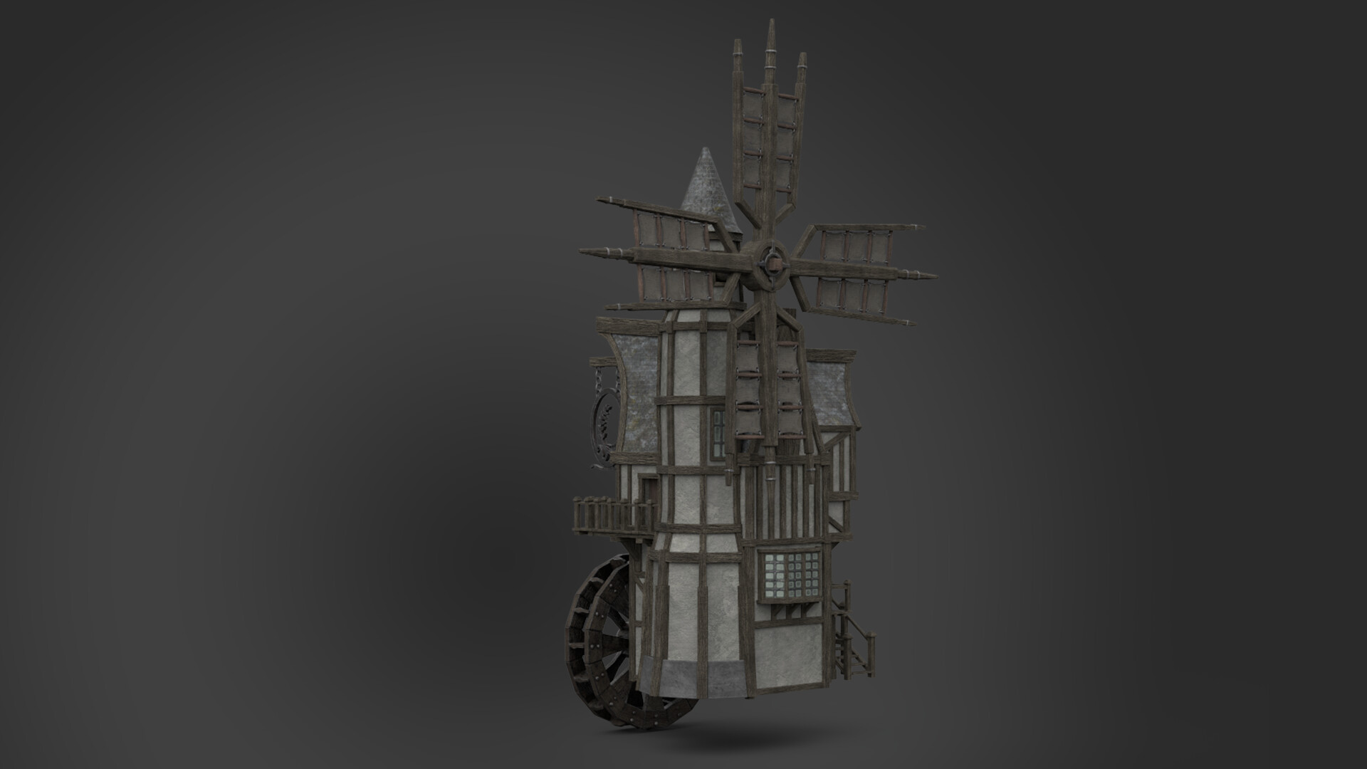 3D Tudor - Medieval Windmill & Water Wheel Unreal Engine 5