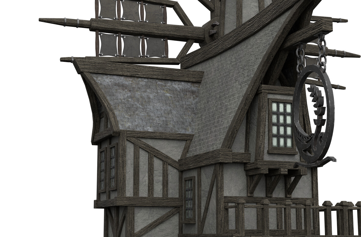 3D Tudor - Medieval Windmill & Water Wheel Unreal Engine 5
