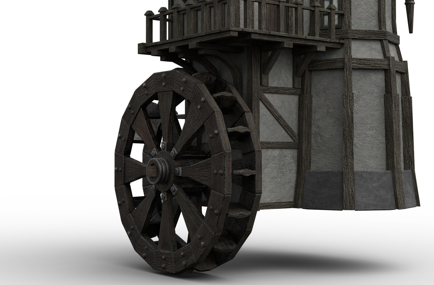 3D Tudor - Medieval Windmill & Water Wheel Unreal Engine 5