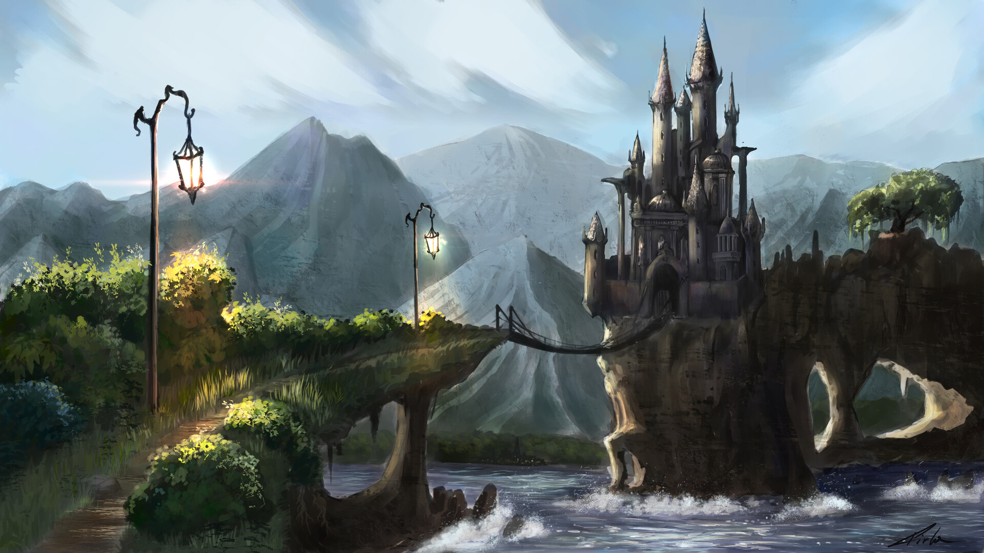 ArtStation - Illustration landscape castle