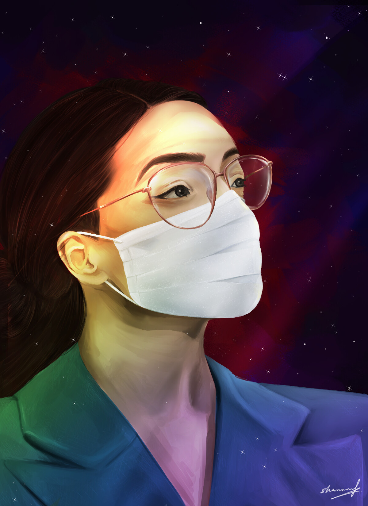 Foo Wen Qi, Shannon - Portrait of AOC (Alexandria Ocasio-Cortez)