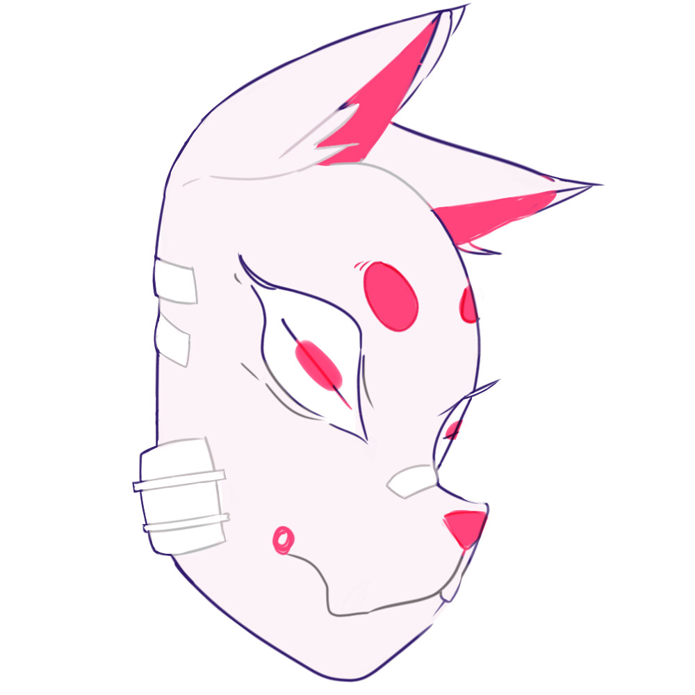 kitsune mask drawing reference