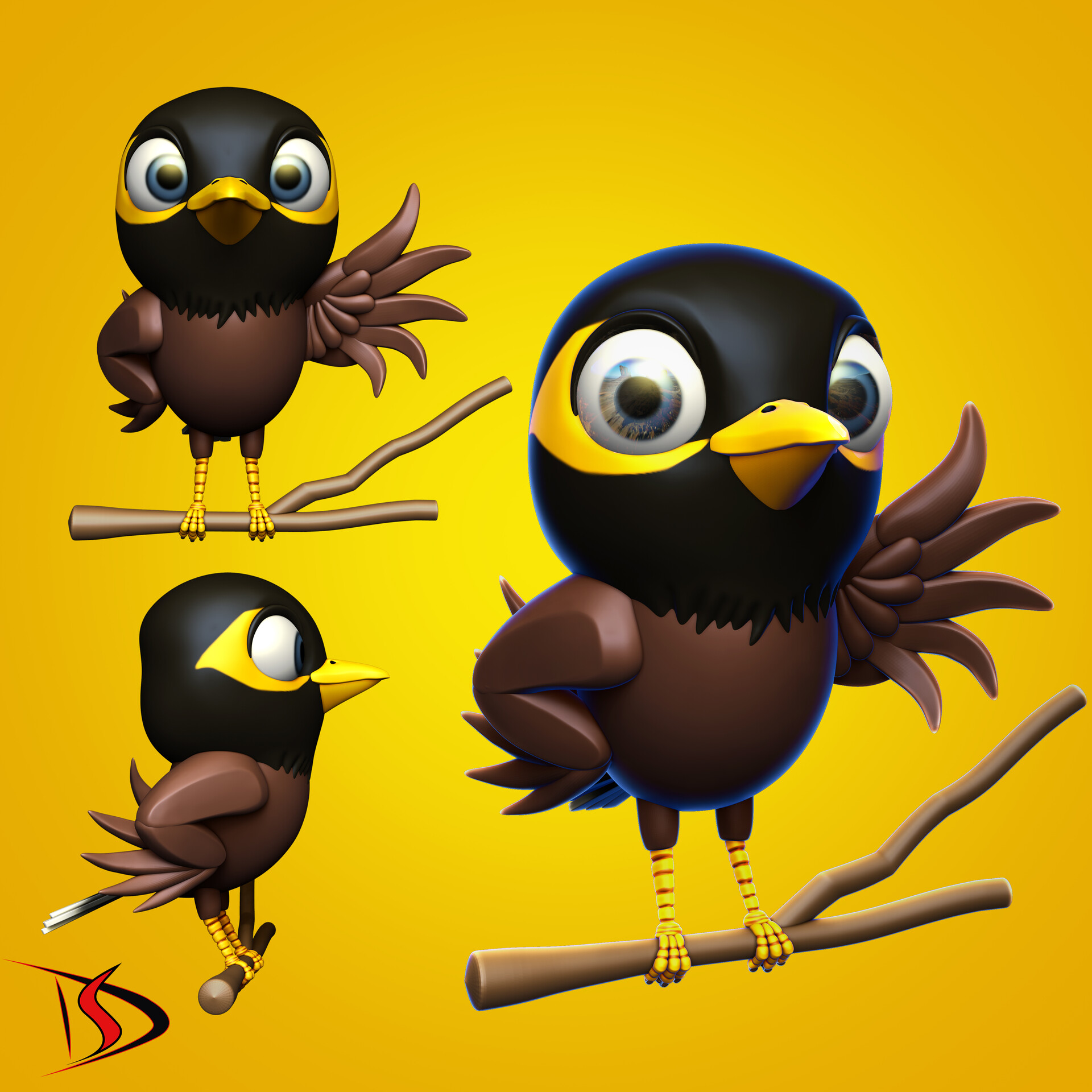Maina Bird Clipart Cartoon