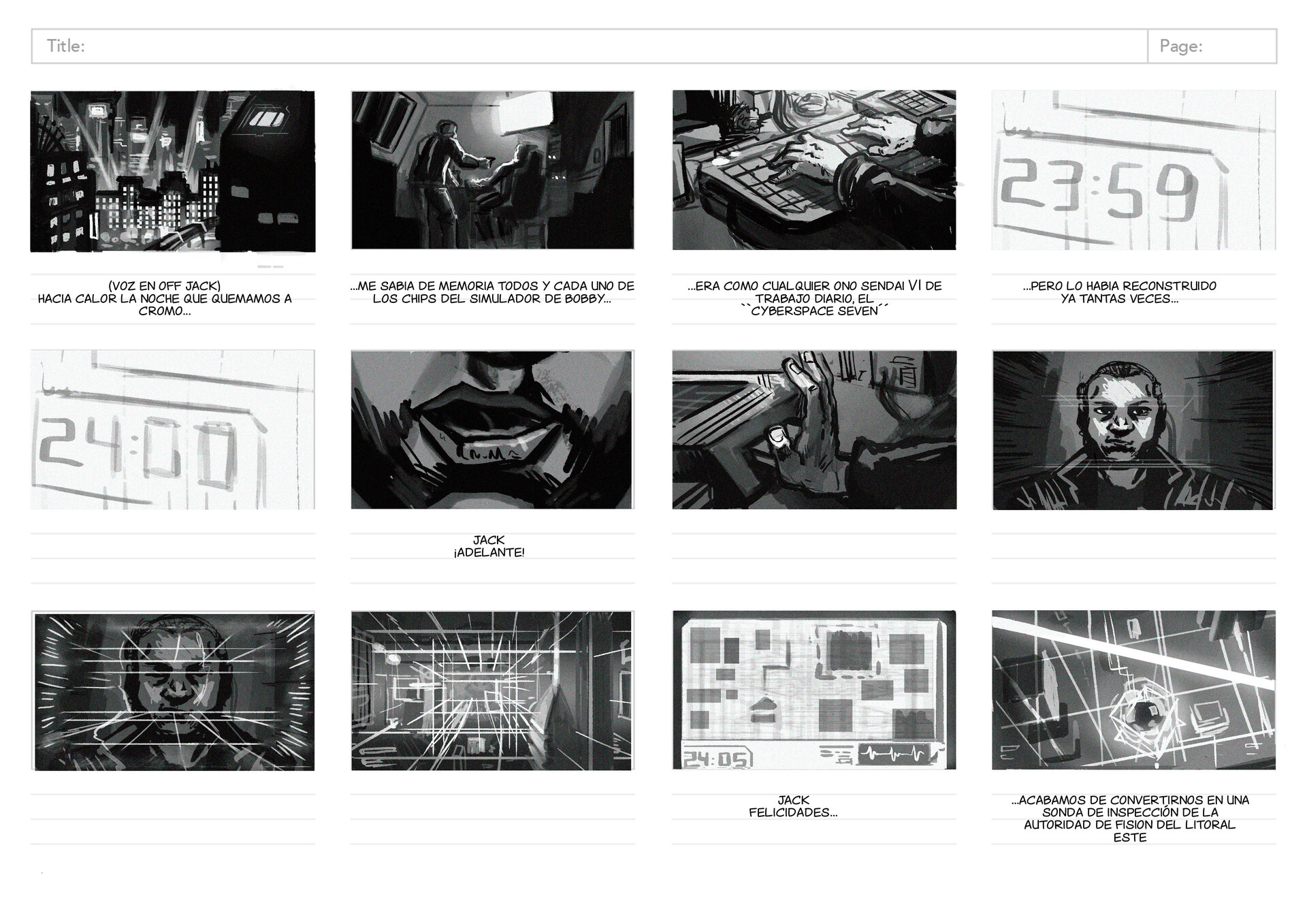 ArtStation - Burning Chrome, cinematic storyboard