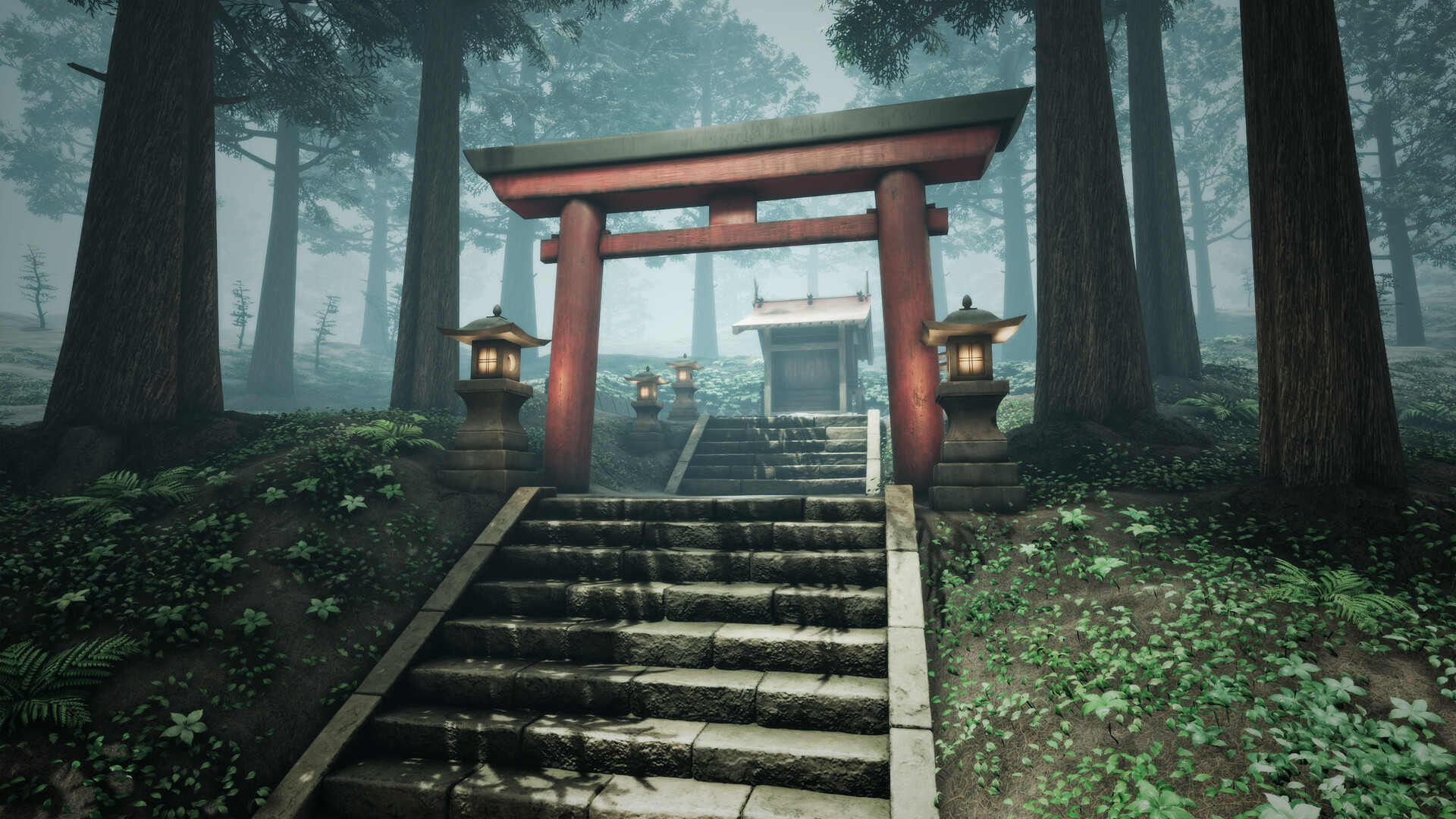 Thomas Mouchawar - Japanese Shrine in the Mist