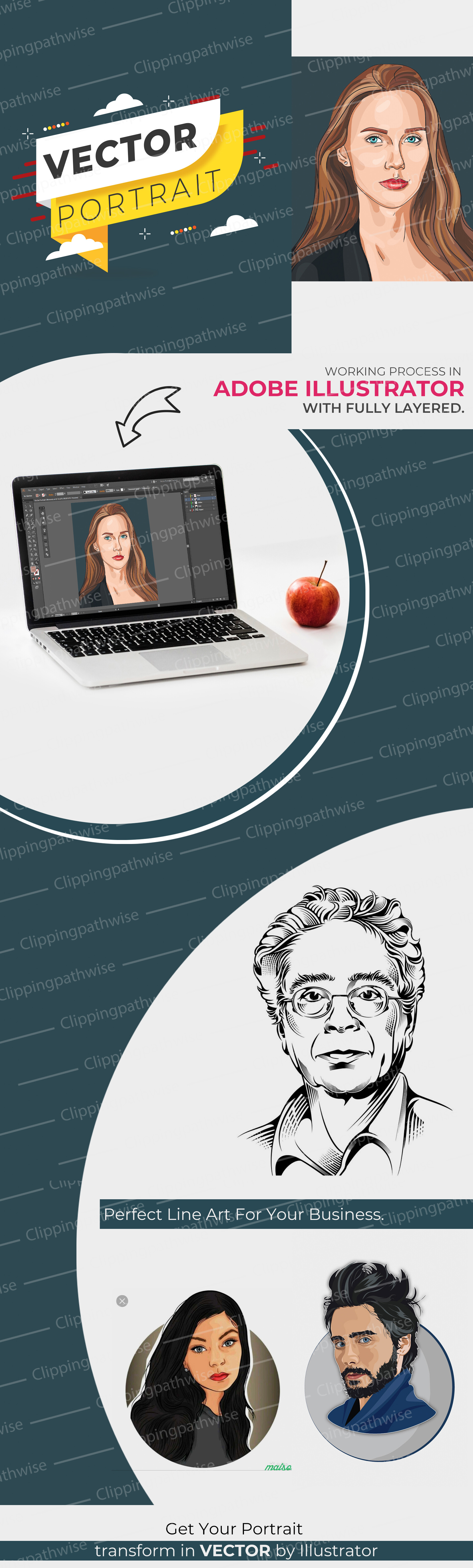 ArtStation - vector portrait photoshop | Raster to vector conversion