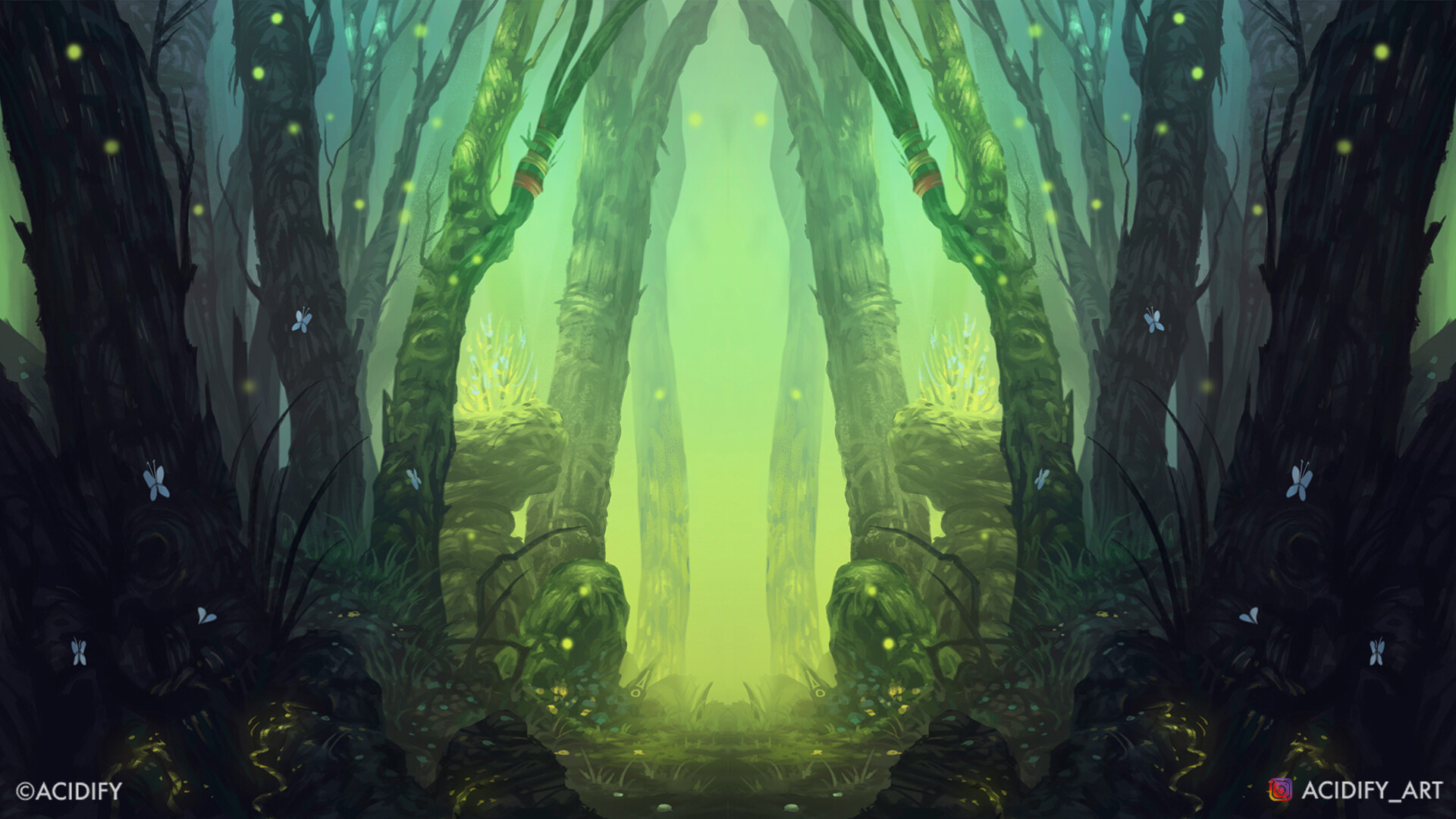 ArtStation - Meadows (Fantasy Forest Landscape / Symmetry Concept Art)