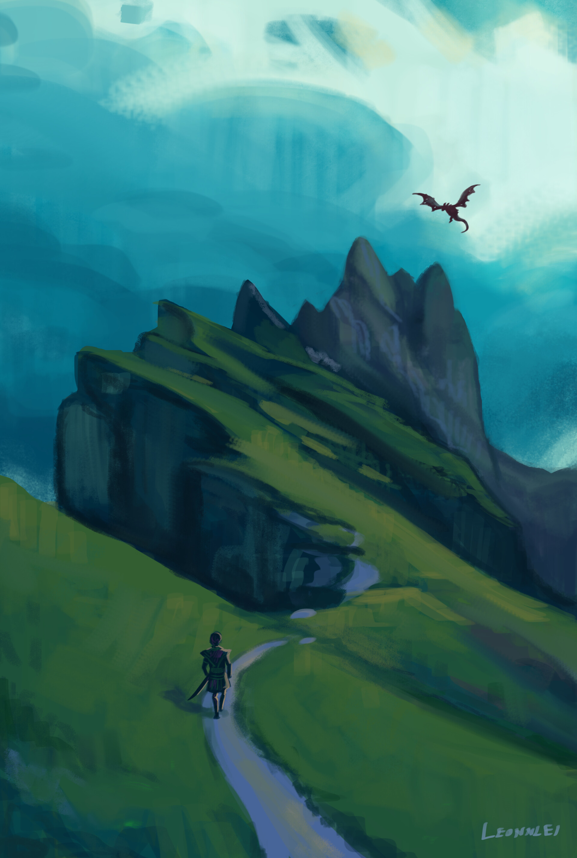 ArtStation - Painting sketch - Dragon Hunter
