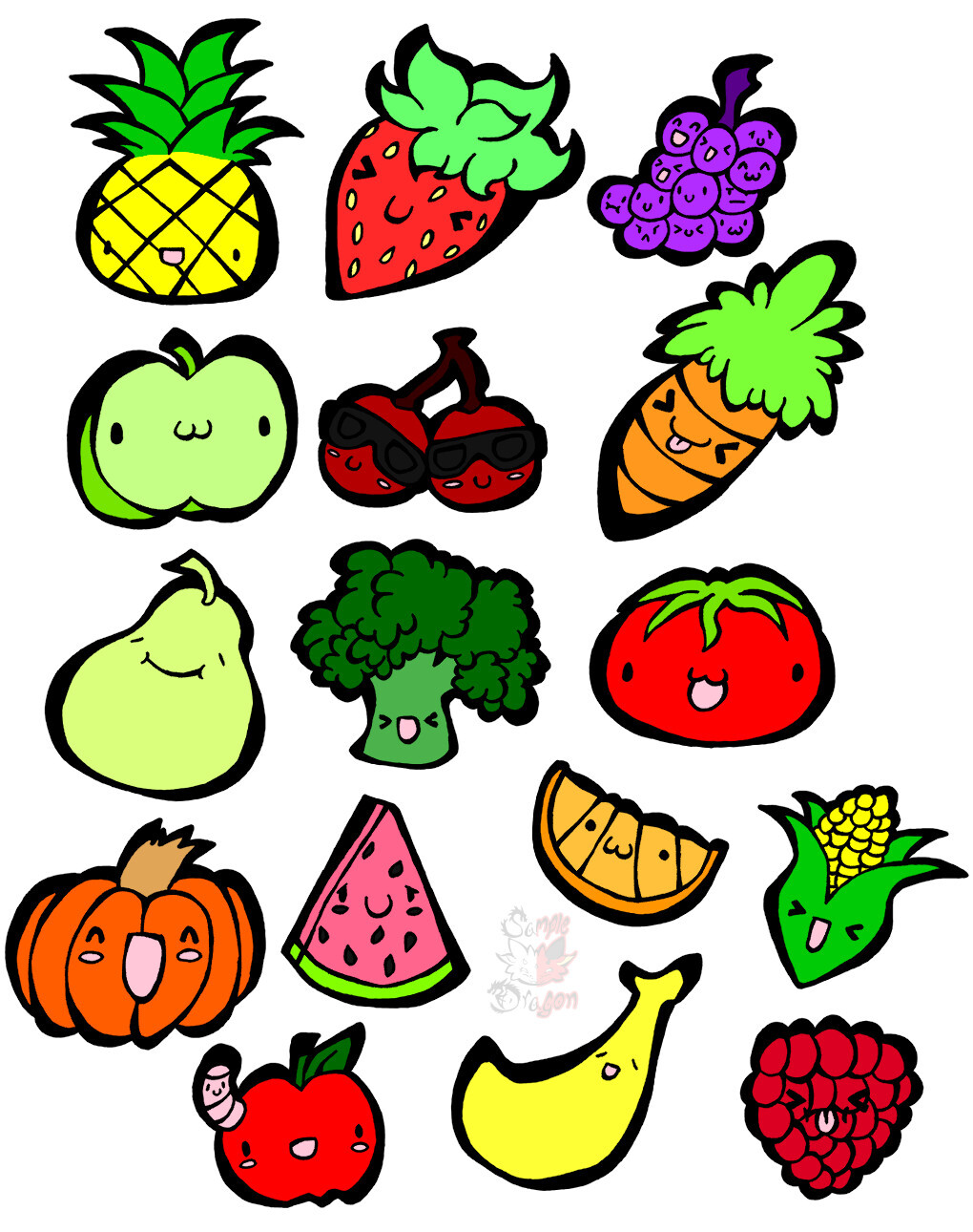 Fruit And Vegatable Coloring Pages