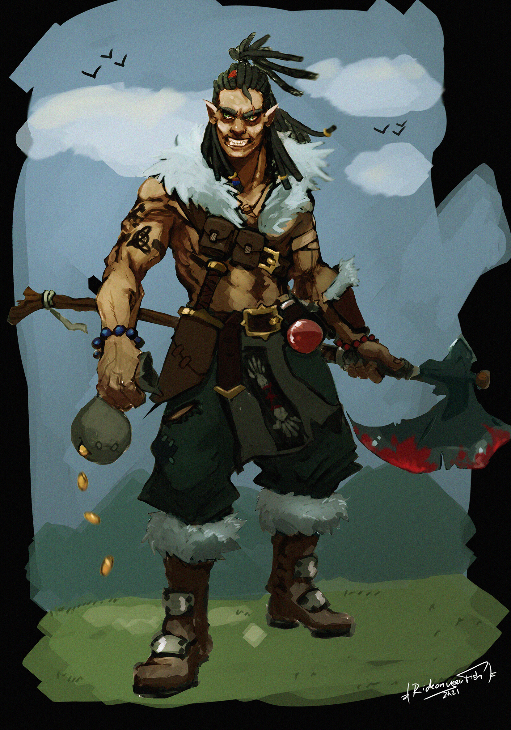 ArtStation - Half Orc Barbarian DnD