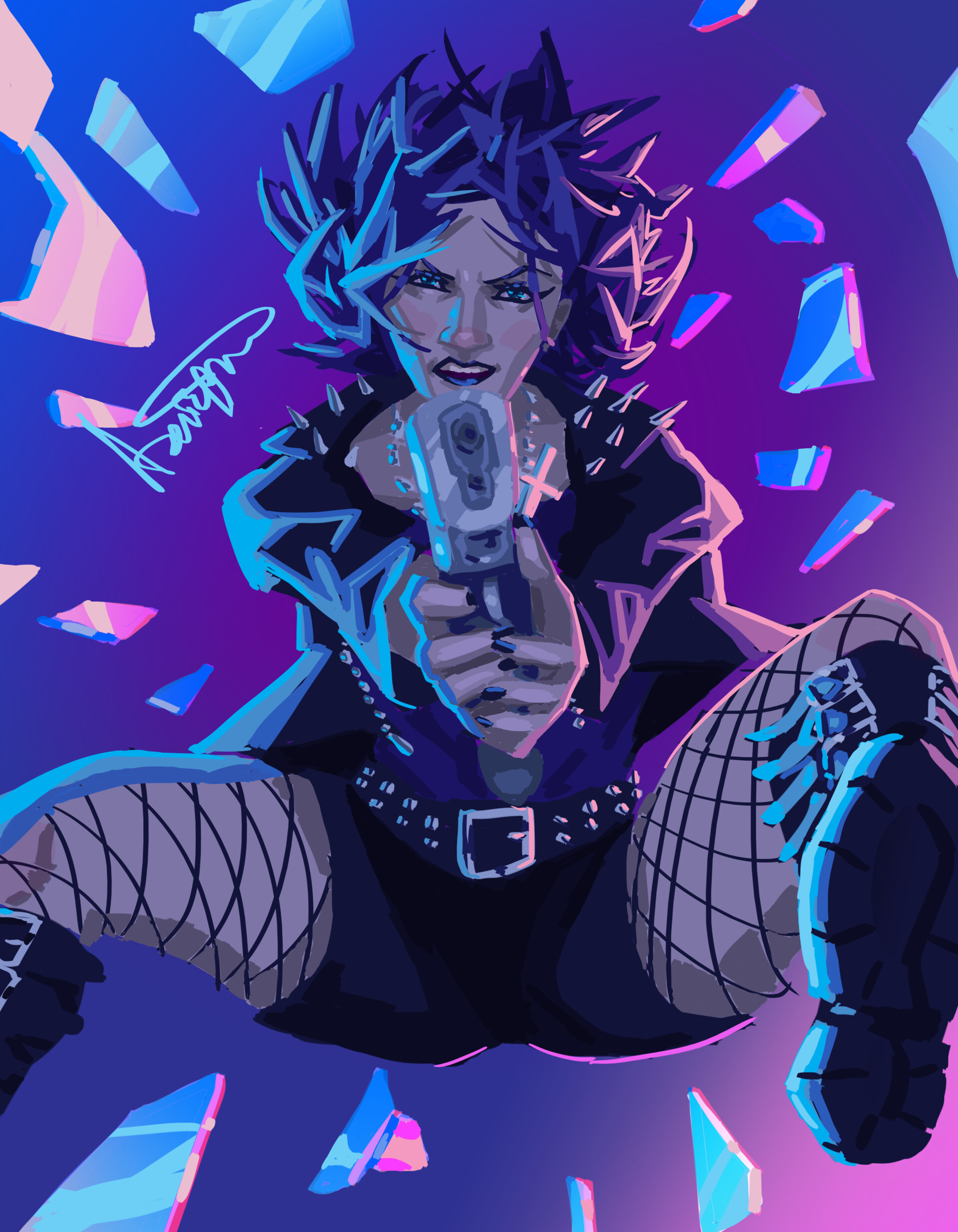 ArtStation - Goth girl with a gun