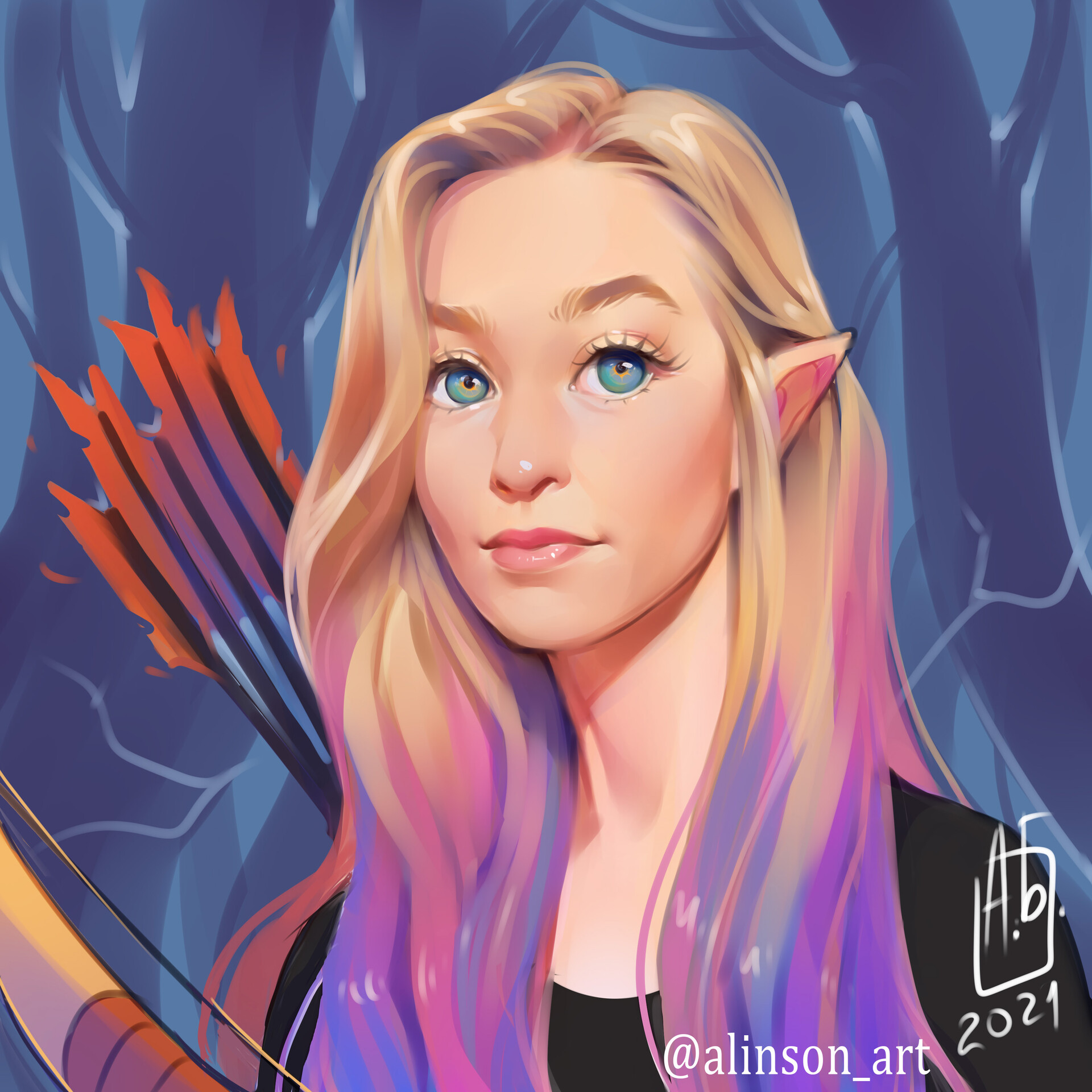 ArtStation - Portrait Elf girl in forest