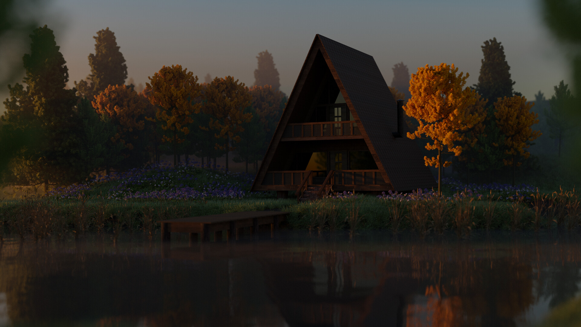 ArtStation - Lake cabin