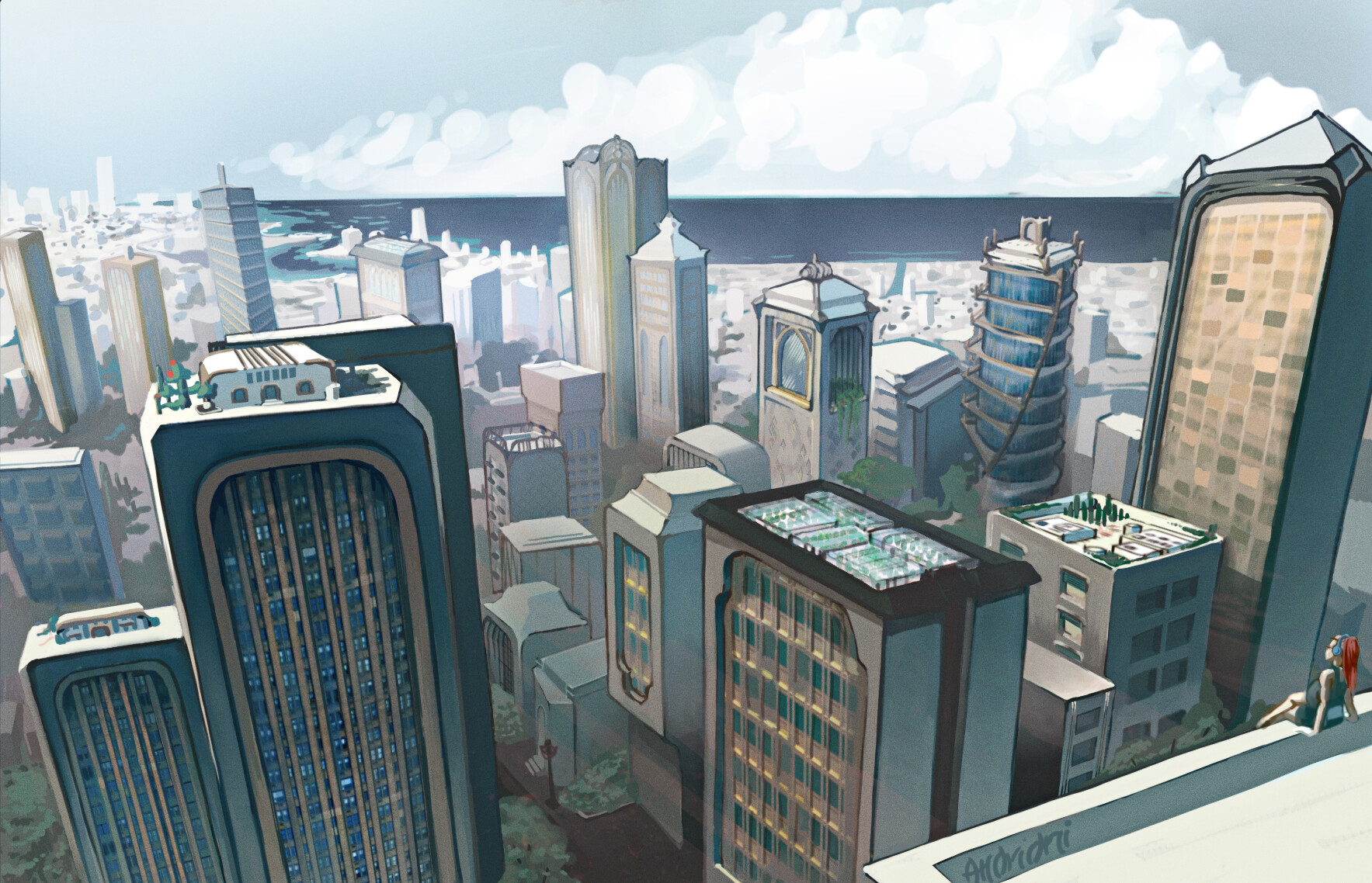 ArtStation - Cityscape from the Green City