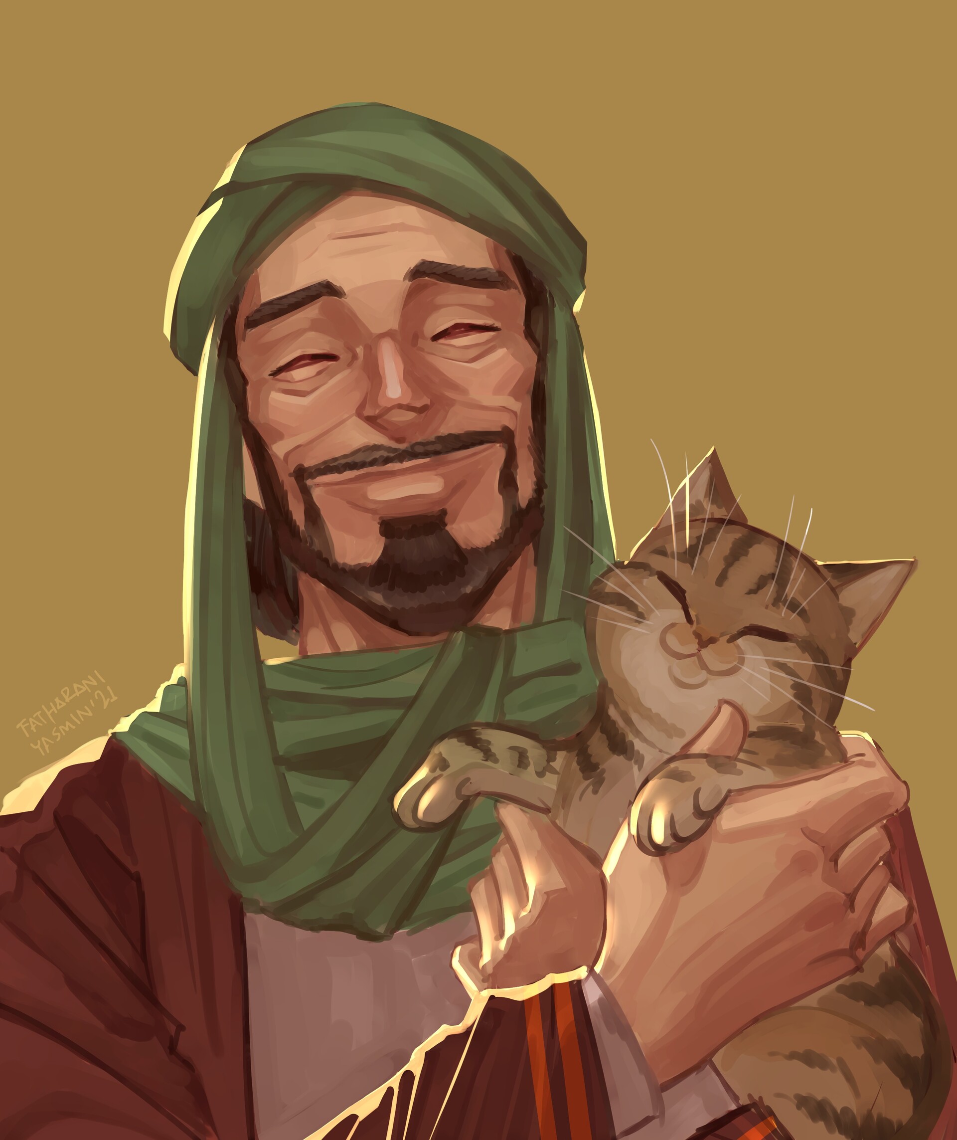 ArtStation - Arab Man and His Cat